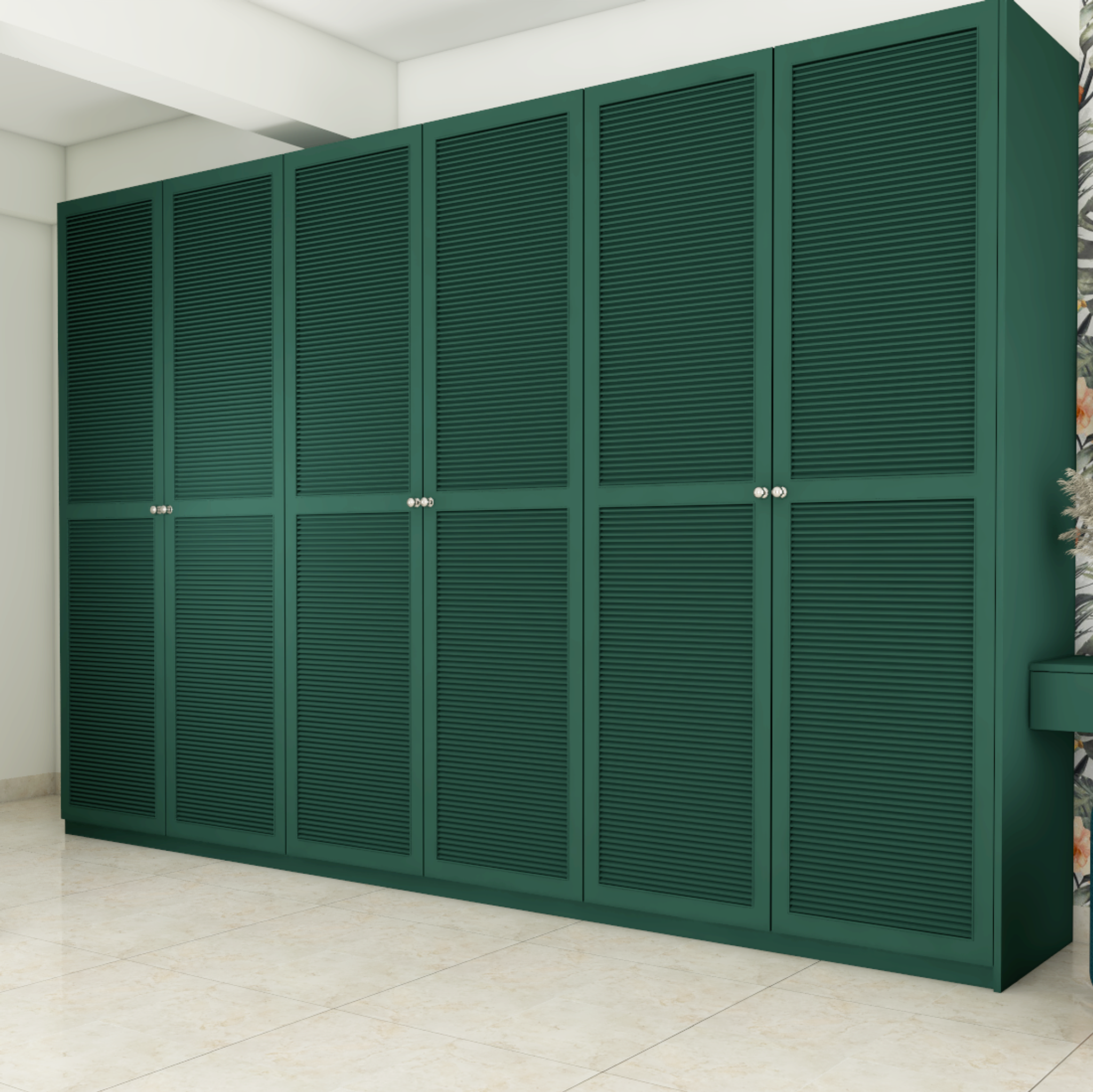 Classic Hinged Wardrobes with Green Laminates for Ample Storage | Livspace