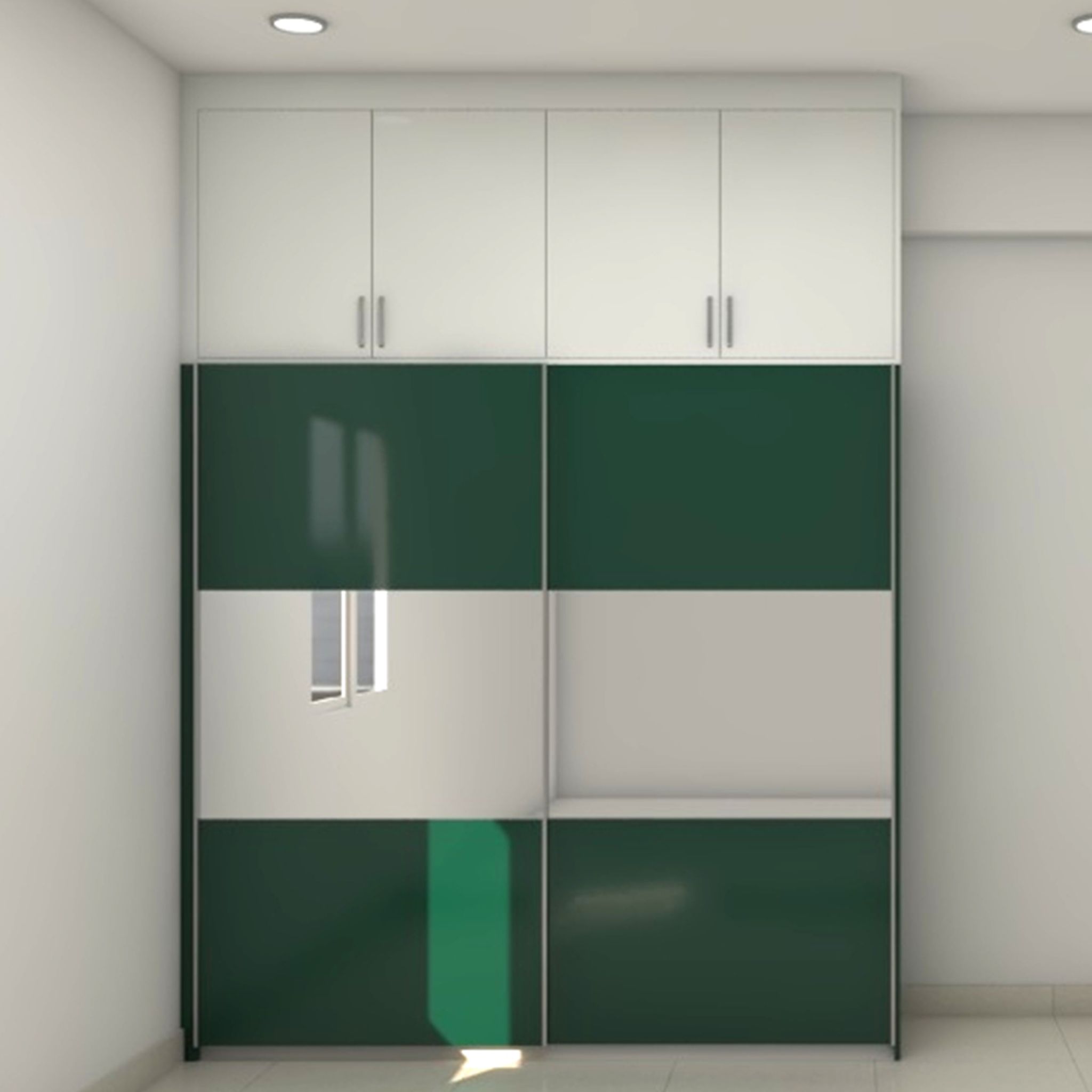 Trendy Multicoloured Wardrobe with Lofts and Sliding Doors | Livspace