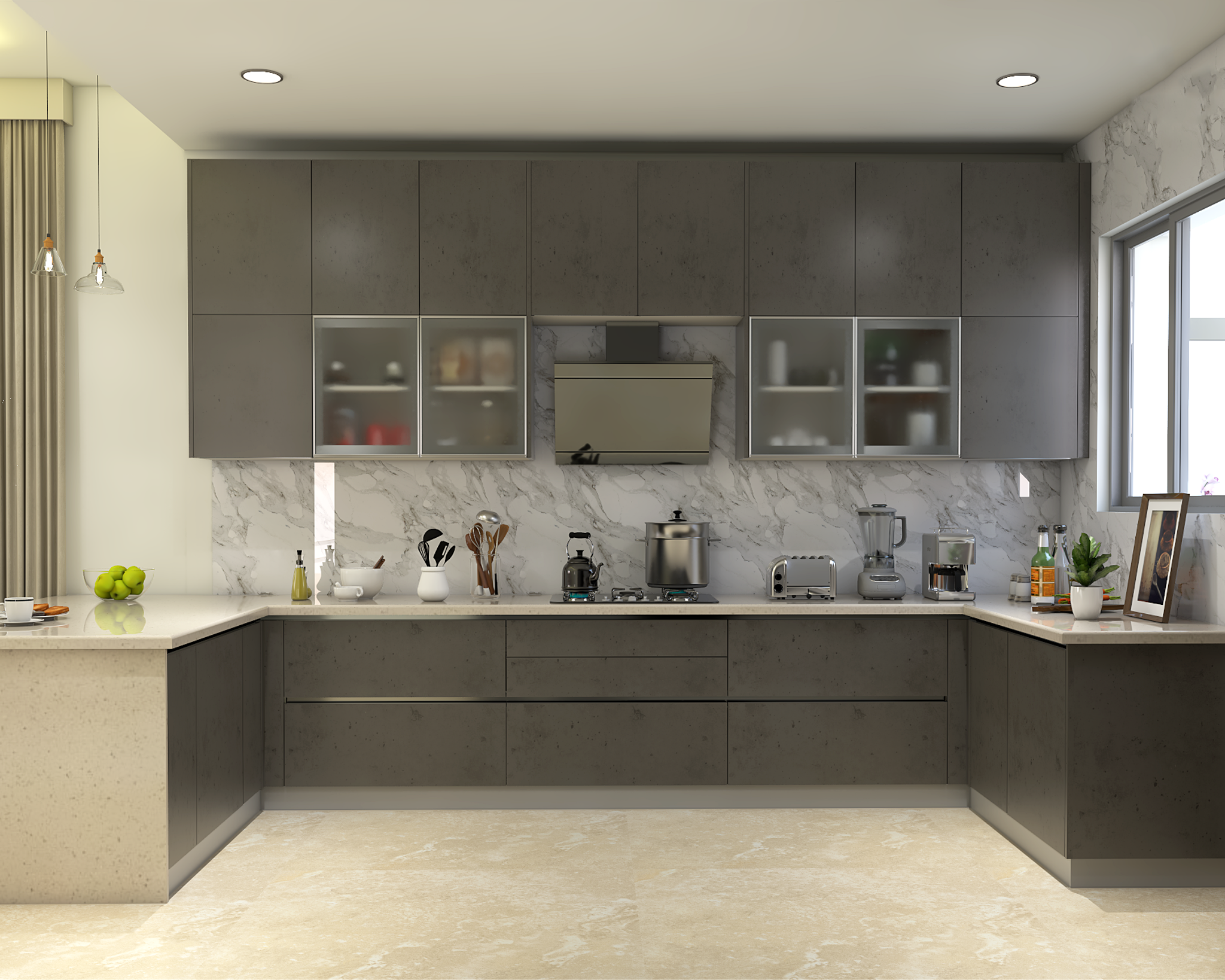 Multi- Functional Convenient Modern Style Kitchen Design | Livspace