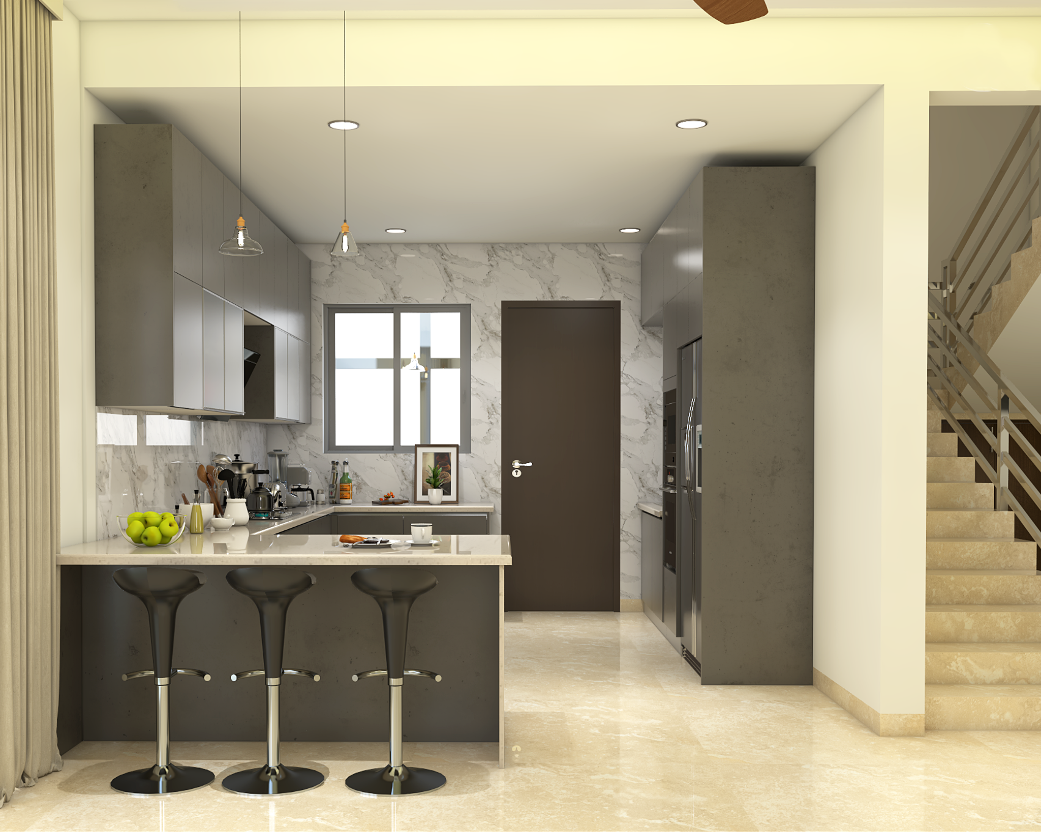 Multi- Functional Convenient Modern Style Kitchen Design | Livspace