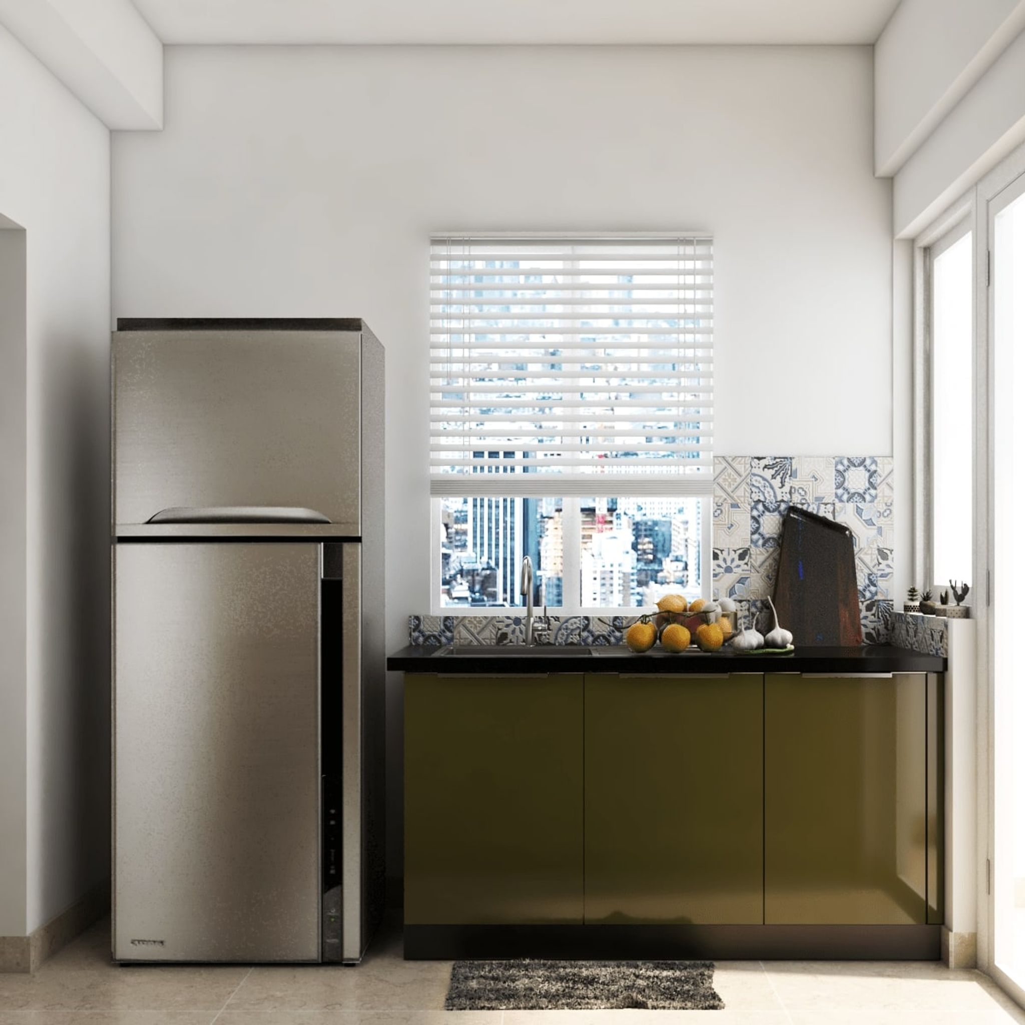 Modern Modular Kitchen With Vibrant Dado Tiles | Livspace