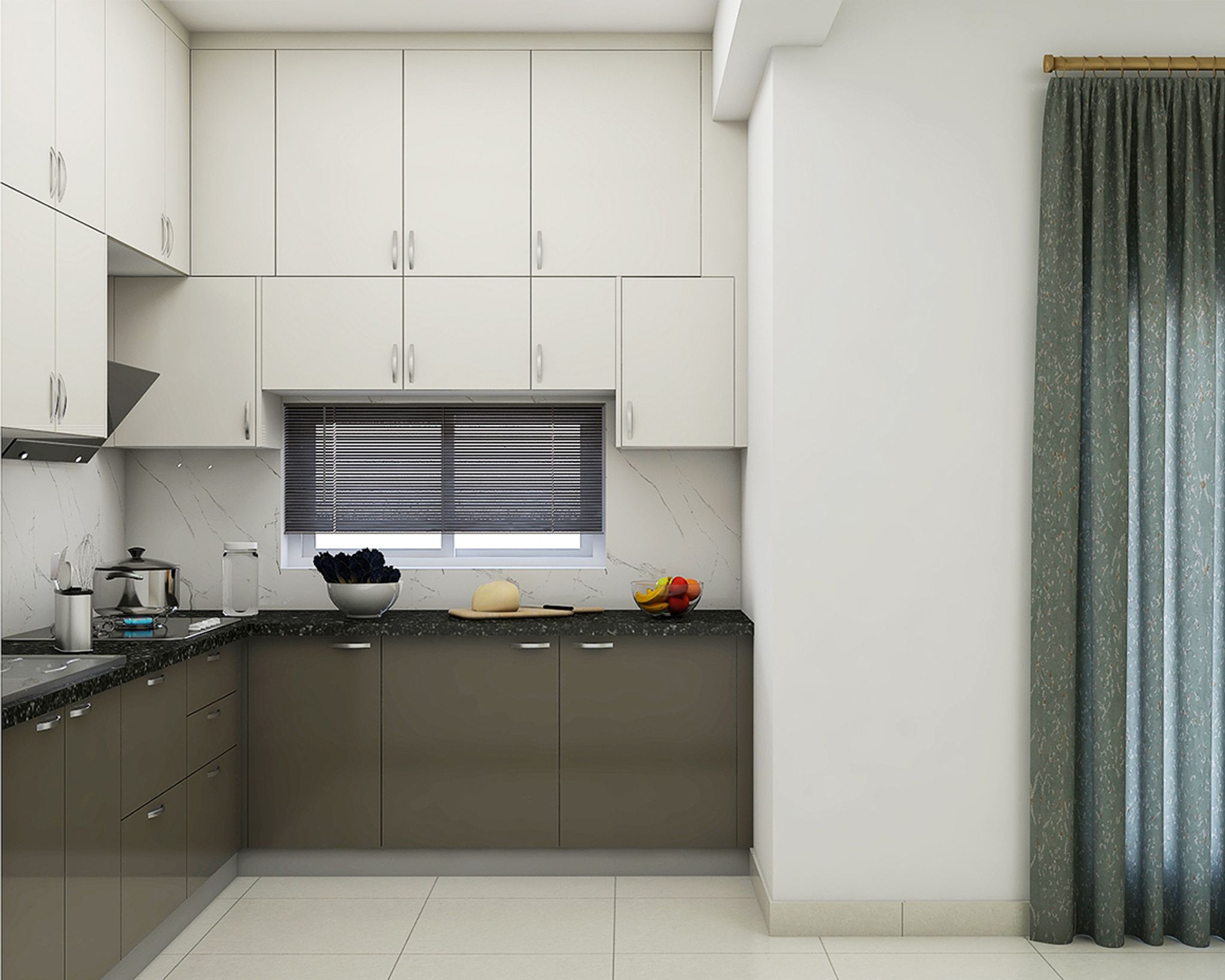 Compact Modern Low Maintenance U-Shaped Kitchen Design | Livspace