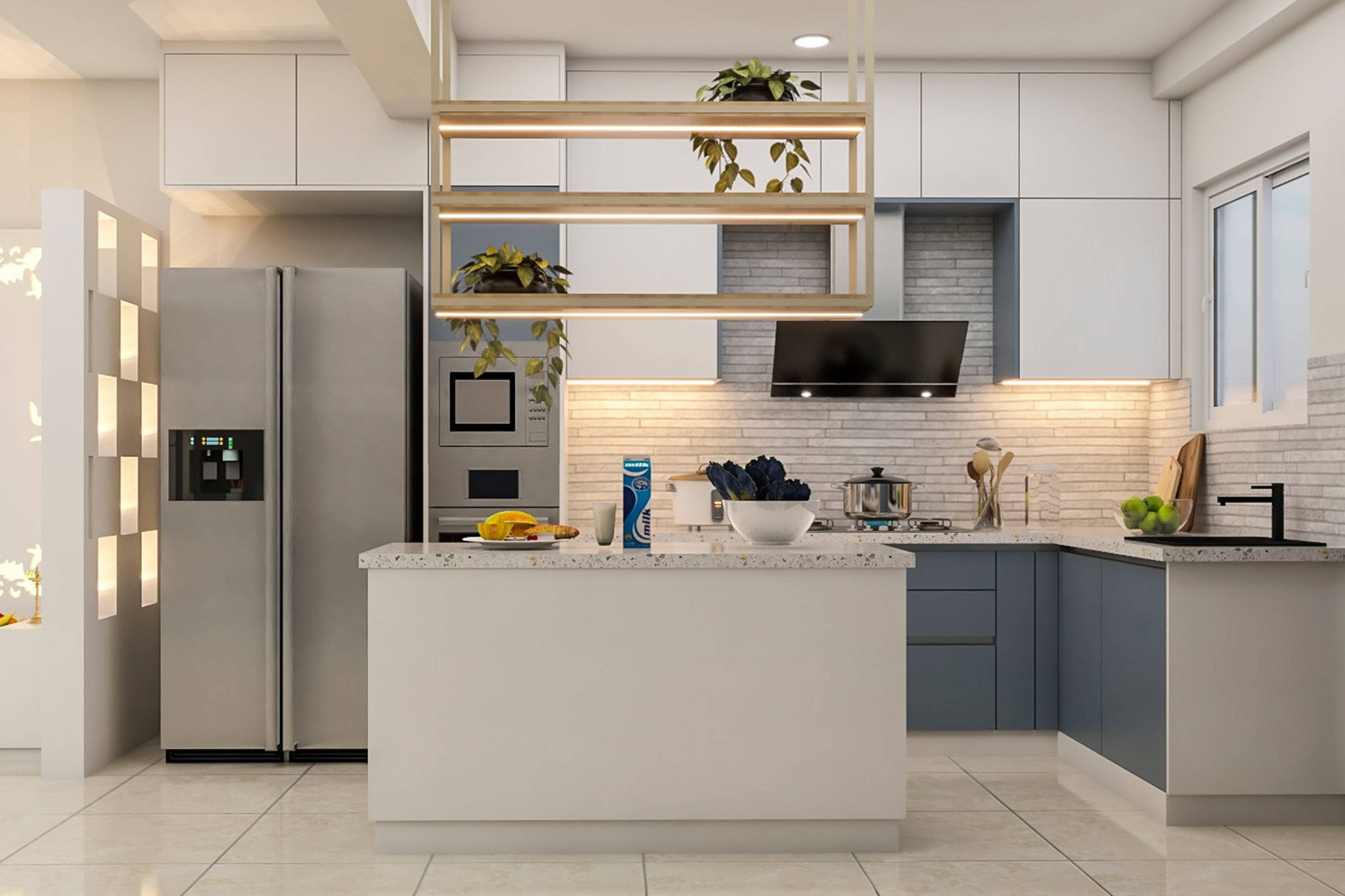 Modern Convenient Multi-Functional L-Shaped Kitchen Design | Livspace