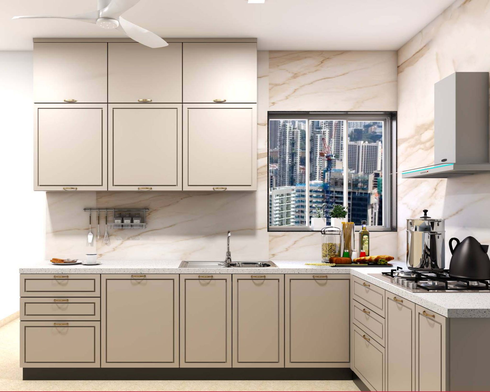 Spacious Kitchen Design With Storage Units | Livspace