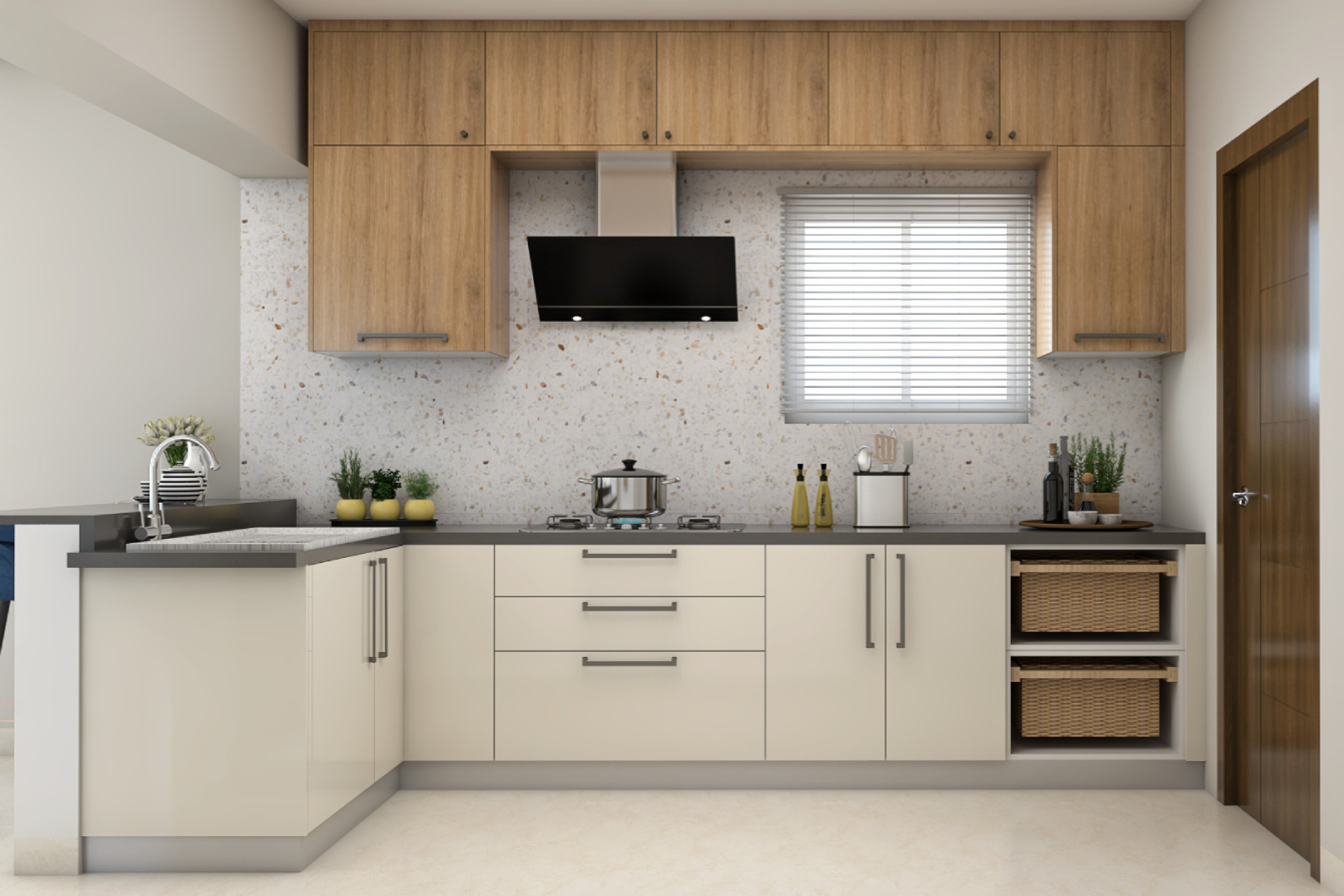 Modular Kitchen Design With Dual Toned Decor | Livspace
