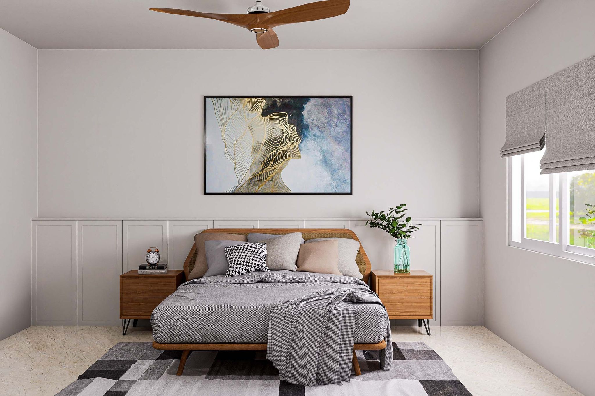 Spacious Master Bedroom Design With Wooden Elements | Livspace