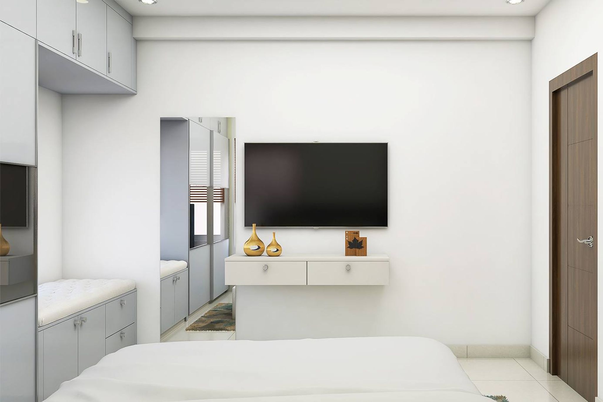 Maximum Storage Convenient Modern Theme Master Bedroom Design | Livspace