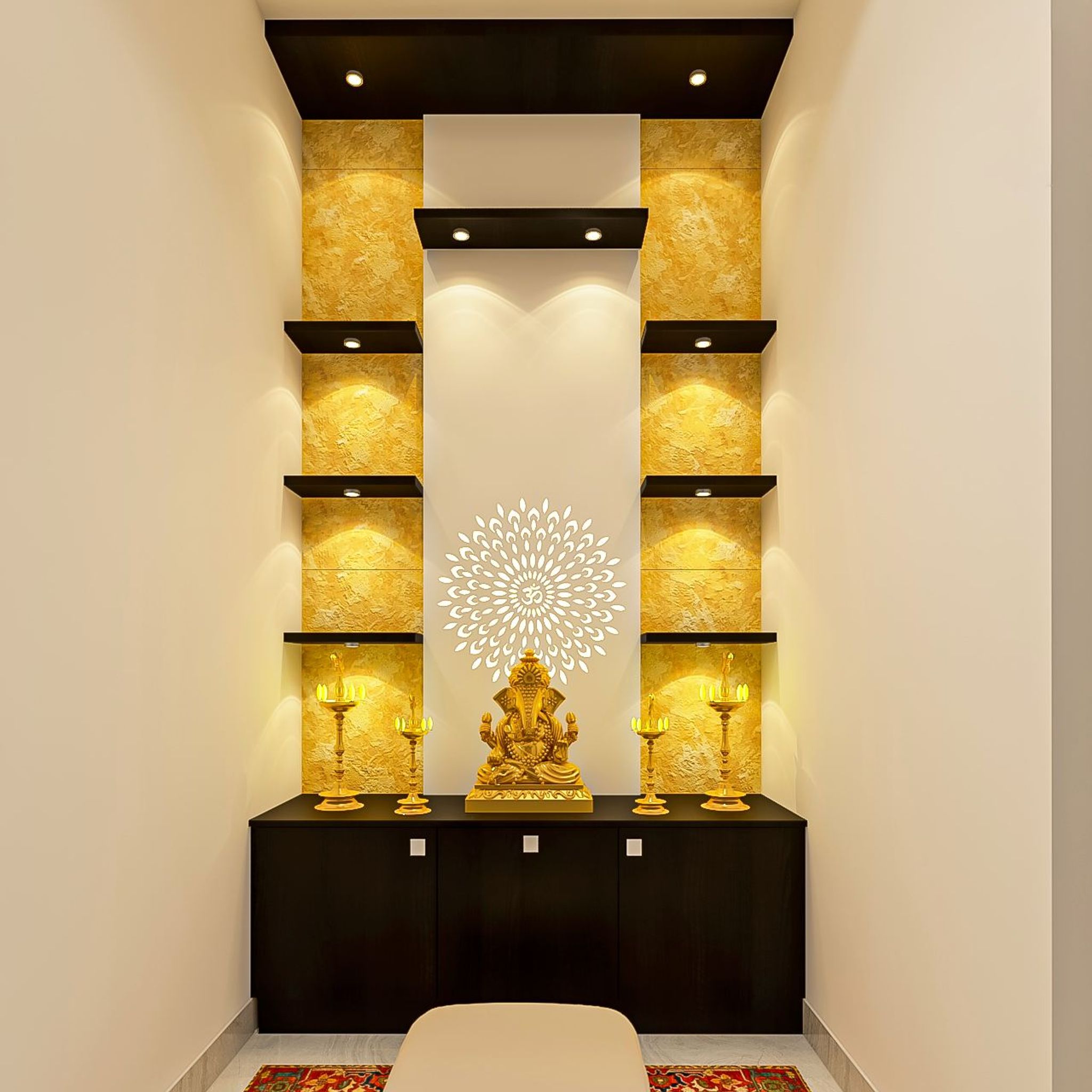 Modern Spacious Pooja Room With Elegant Interiors | Livspace