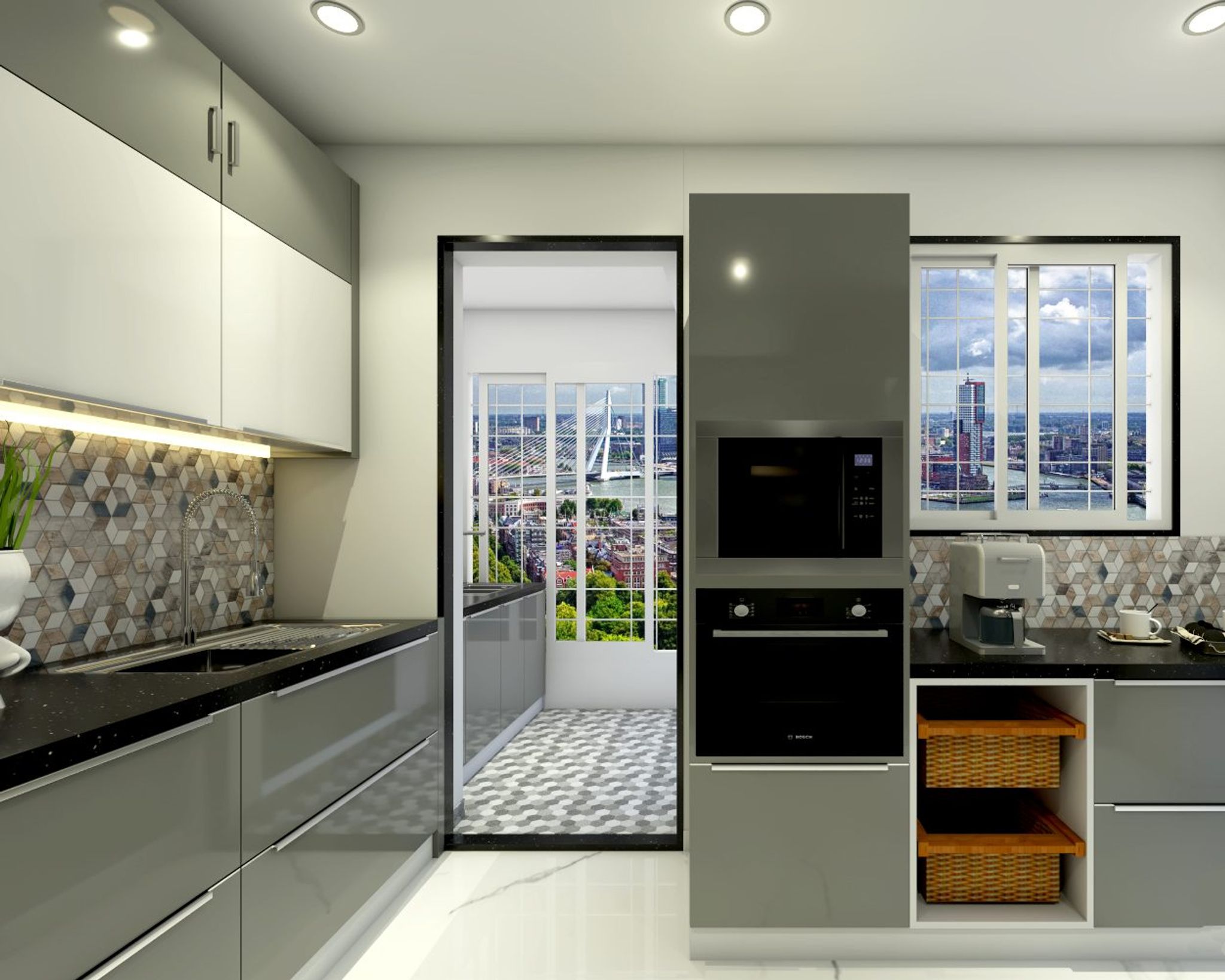 Maximum Storage Convenient Spacious Modern Kitchen Design | Livspace