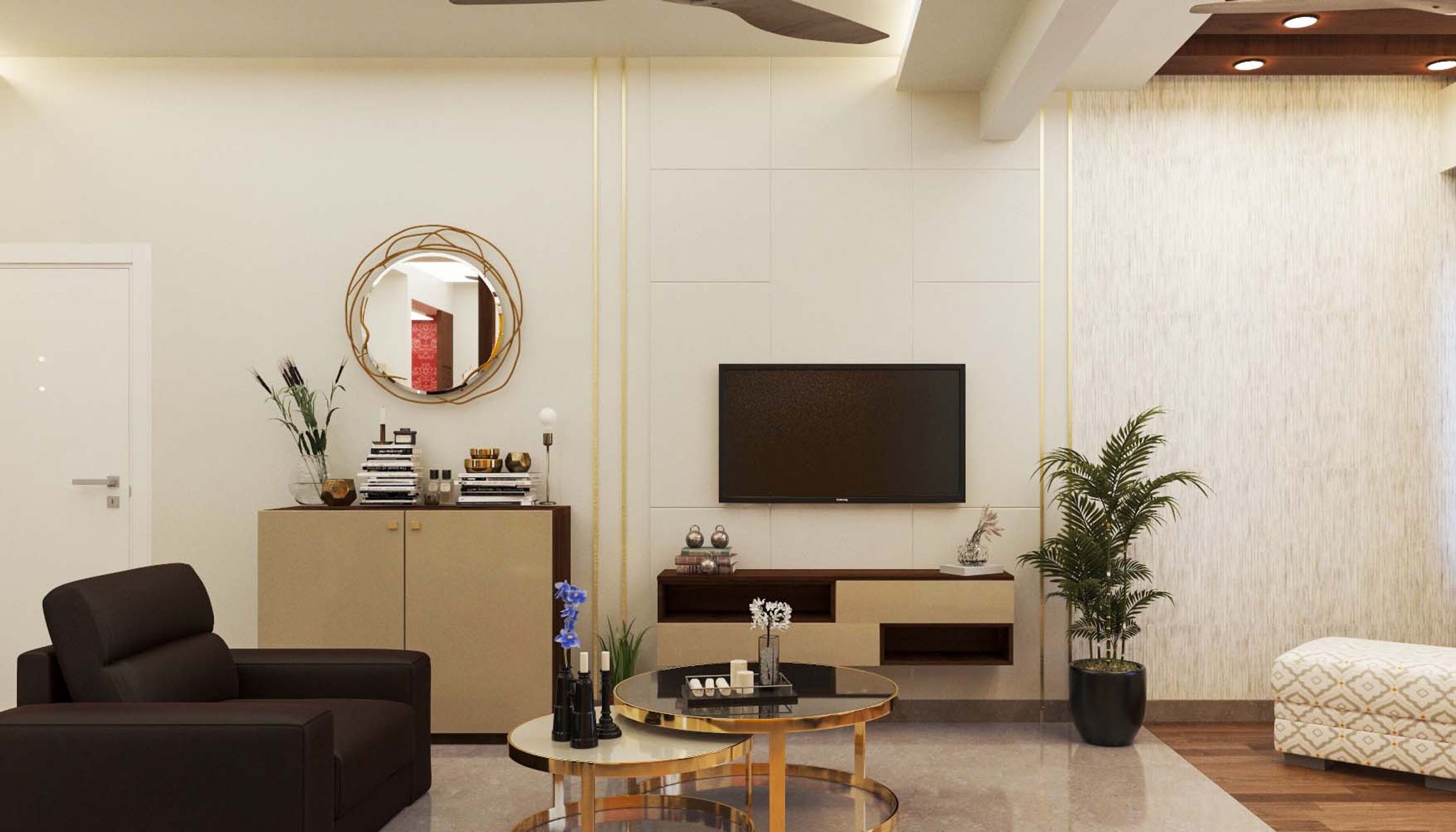 Dual Tone Contemporary TV Unit Design | Livspace