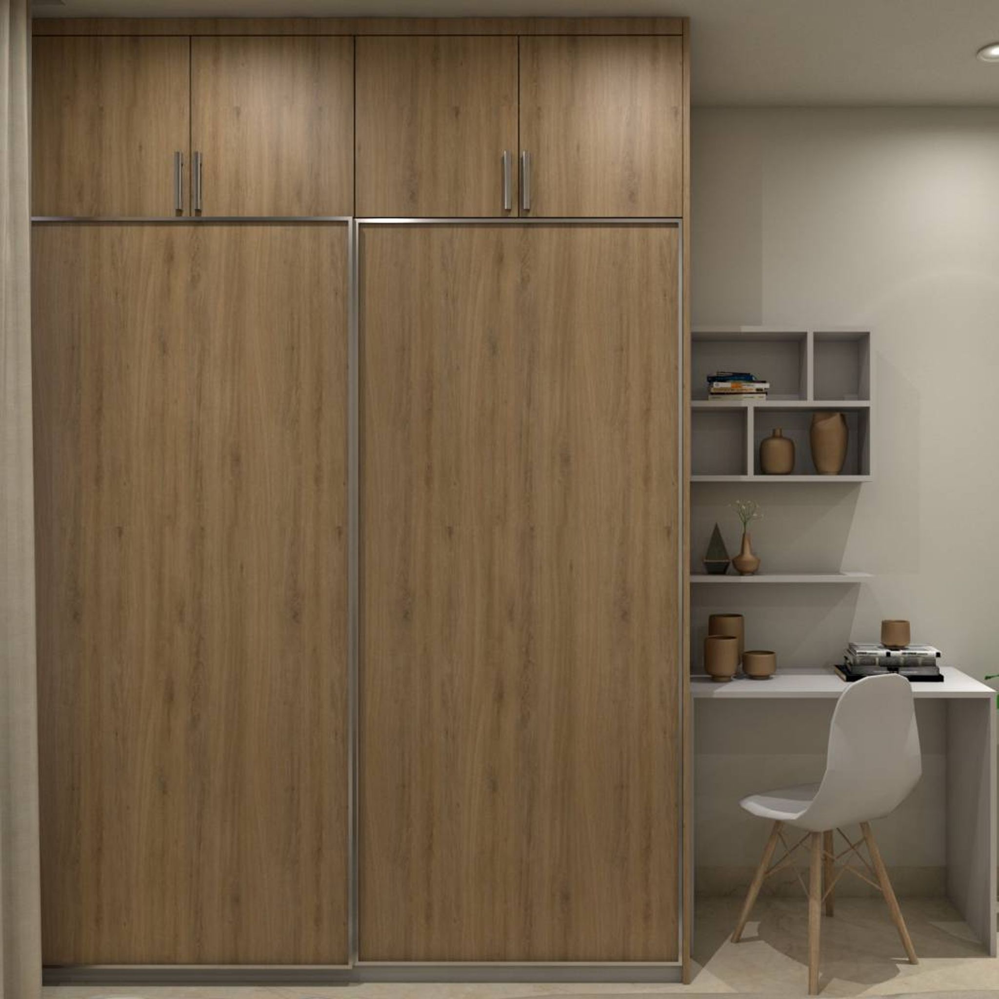 Low Maintenance Contemporary Wooden Finish Sliding Door Wardrobe Design ...
