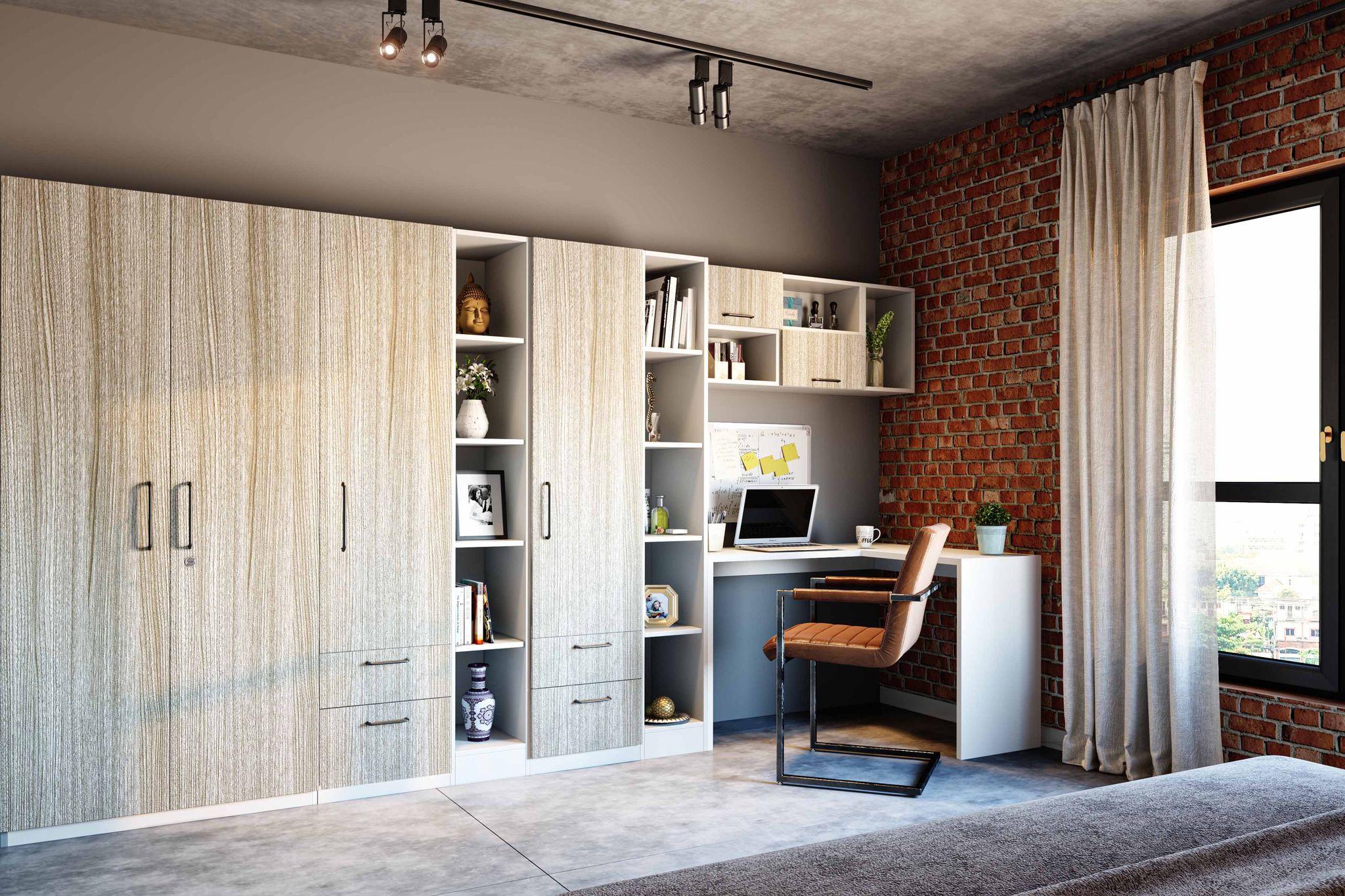 Contemporary Swing Wardrobe Design with External Drawers and Open ...