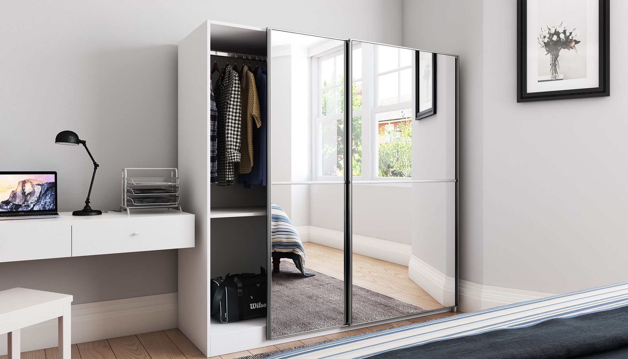 Sliding Contemporary Wardrobe Design with Mirror Shutter and Dressing ...
