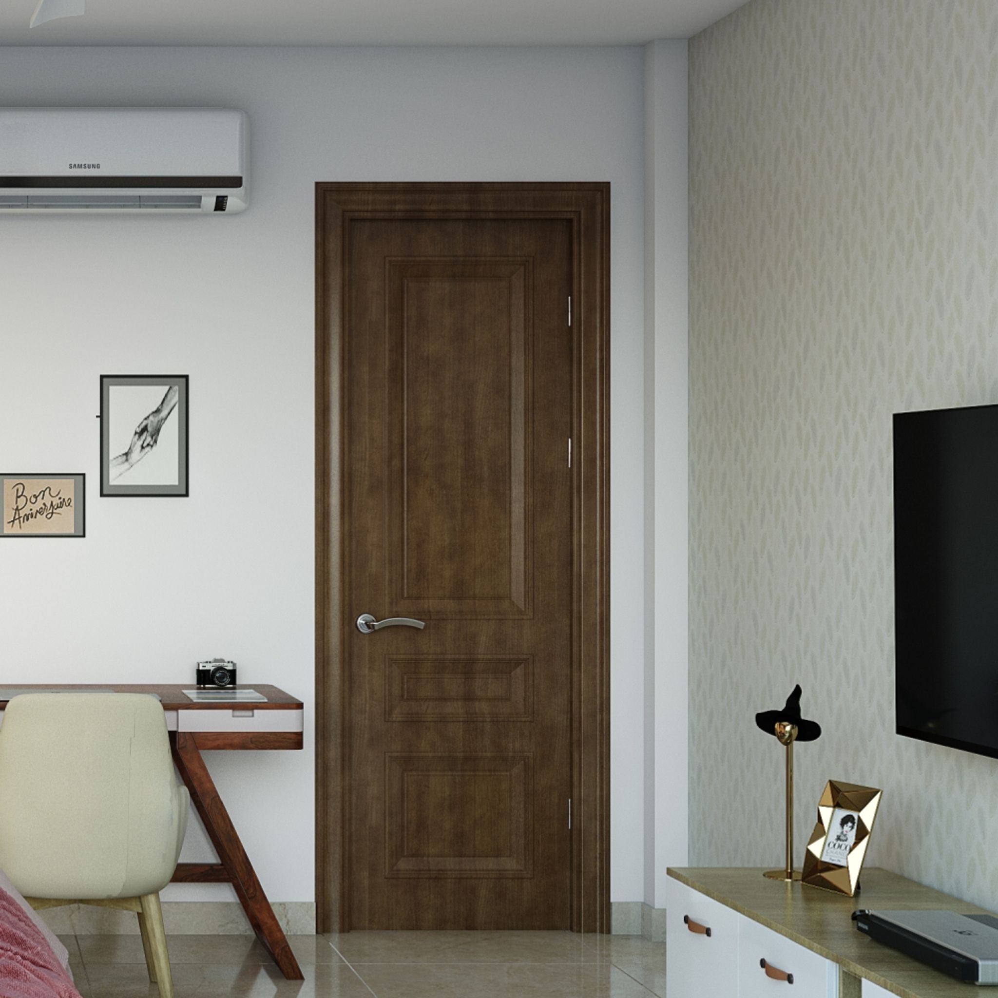 Modern Matte Finish Single Plywood Door Design: Perfect for Bedroom ...
