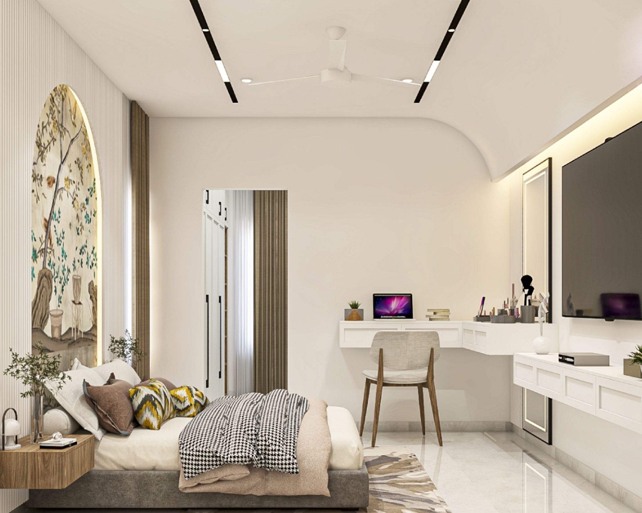 Contemporary False Ceiling Design: Square Shape with Cove, Track and ...