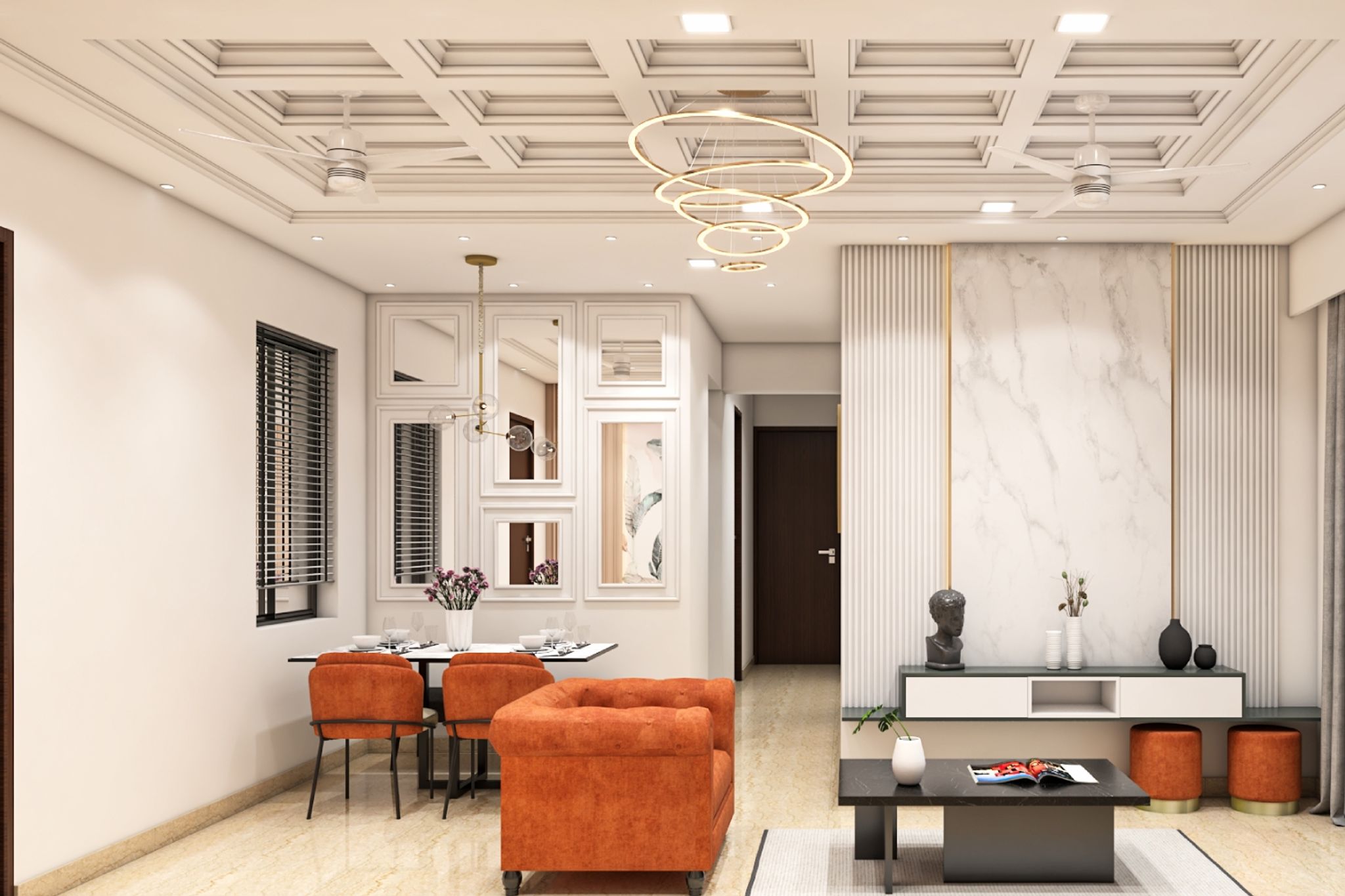 Eclectic Square Plus Minus POP False Ceiling Design with Recessed ...