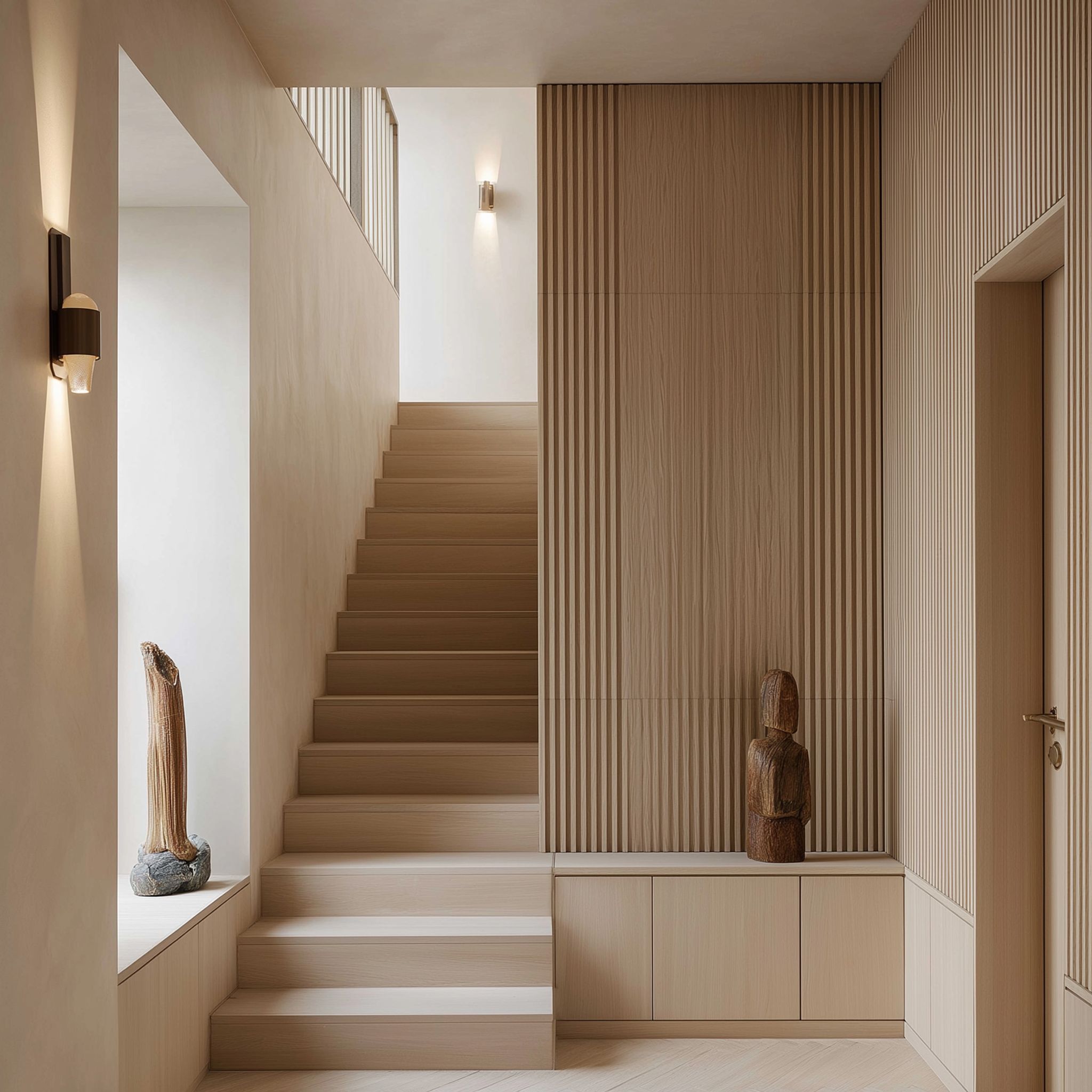 Scandinavian Straight Wooden Staircase Design | Livspace