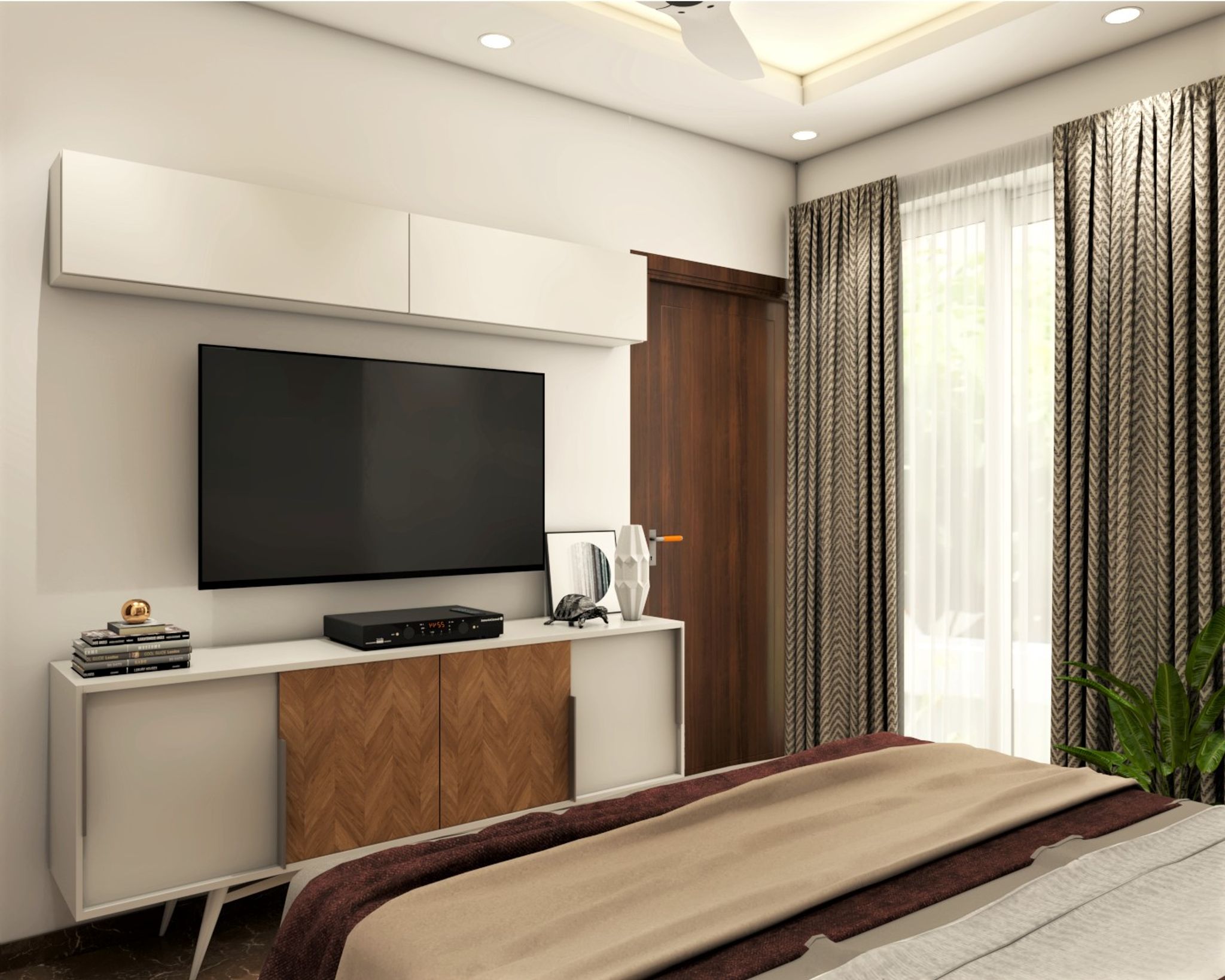 Convenient Modern Theme Spacious Master Bedroom Design | Livspace