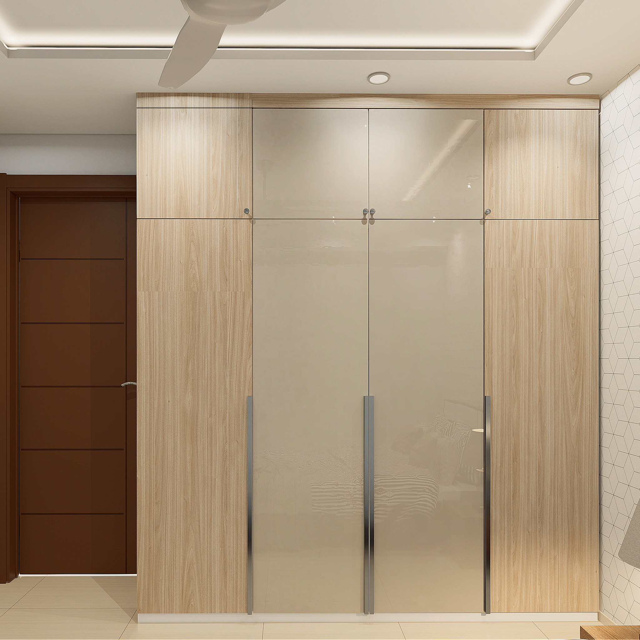 Compact Modern Wardrobe Design With Glossy Bright Finish | Livspace
