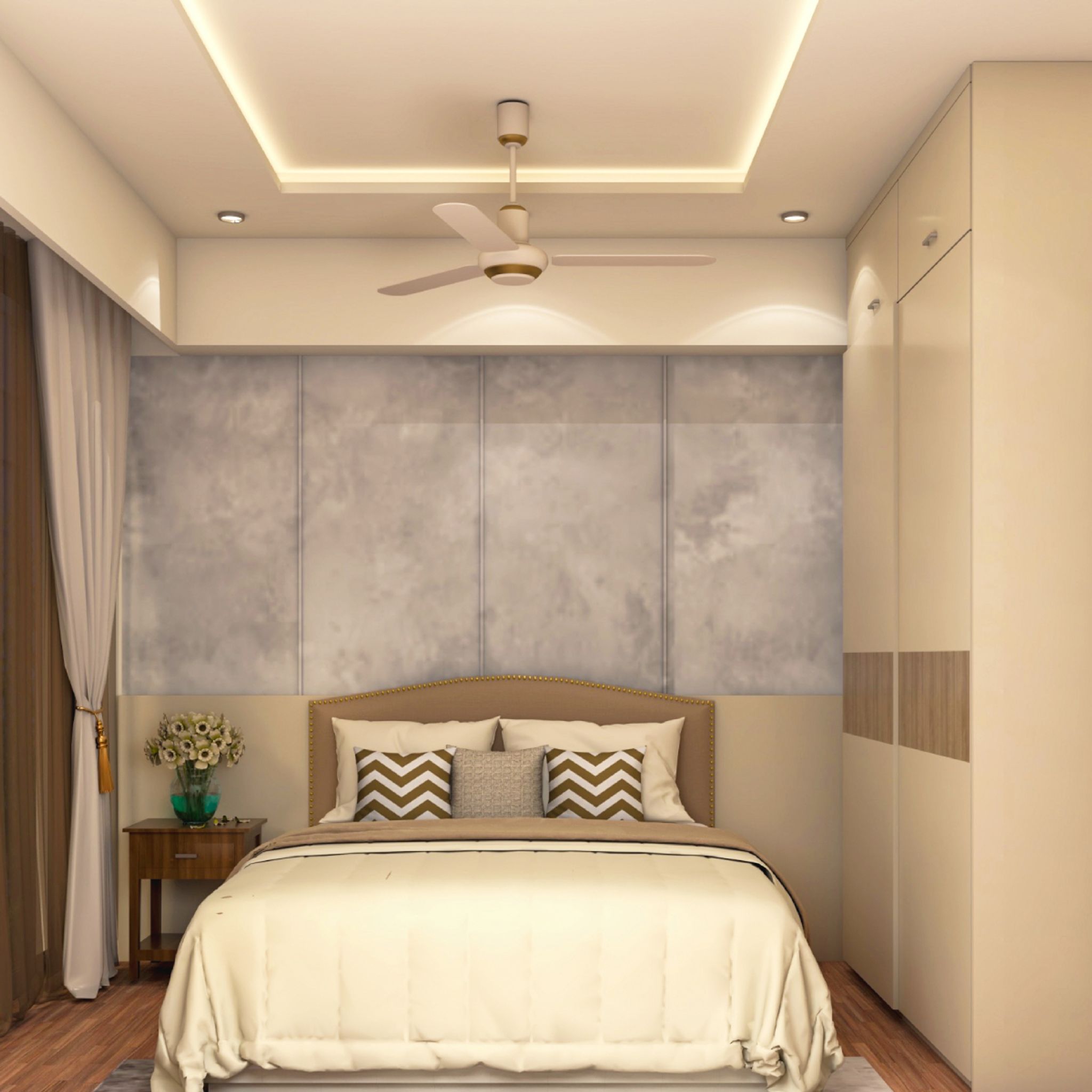 Gypsum False Ceiling With Recessed Lights | Livspace