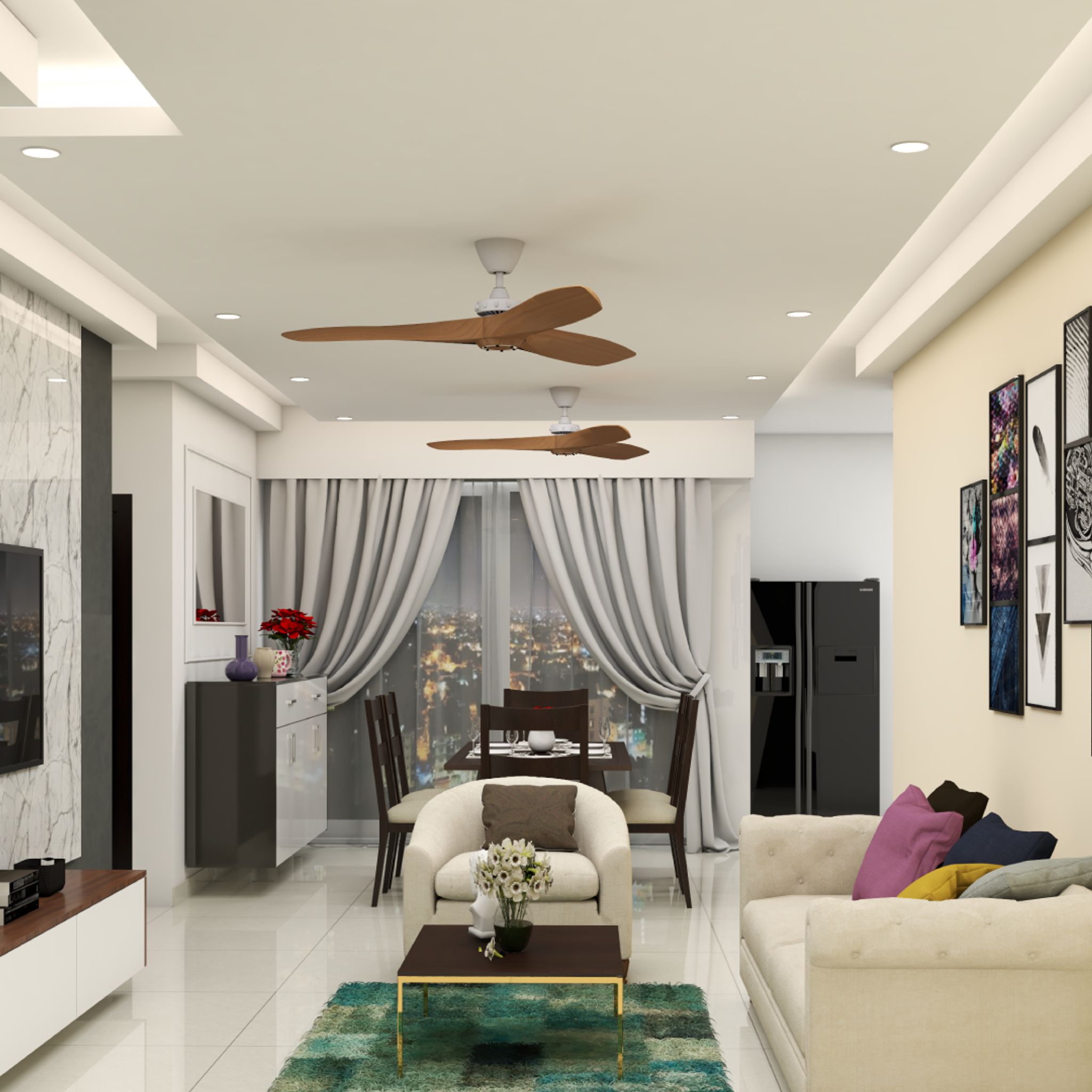 Rectangular False Ceiling With Cove And Recessed Light | Livspace