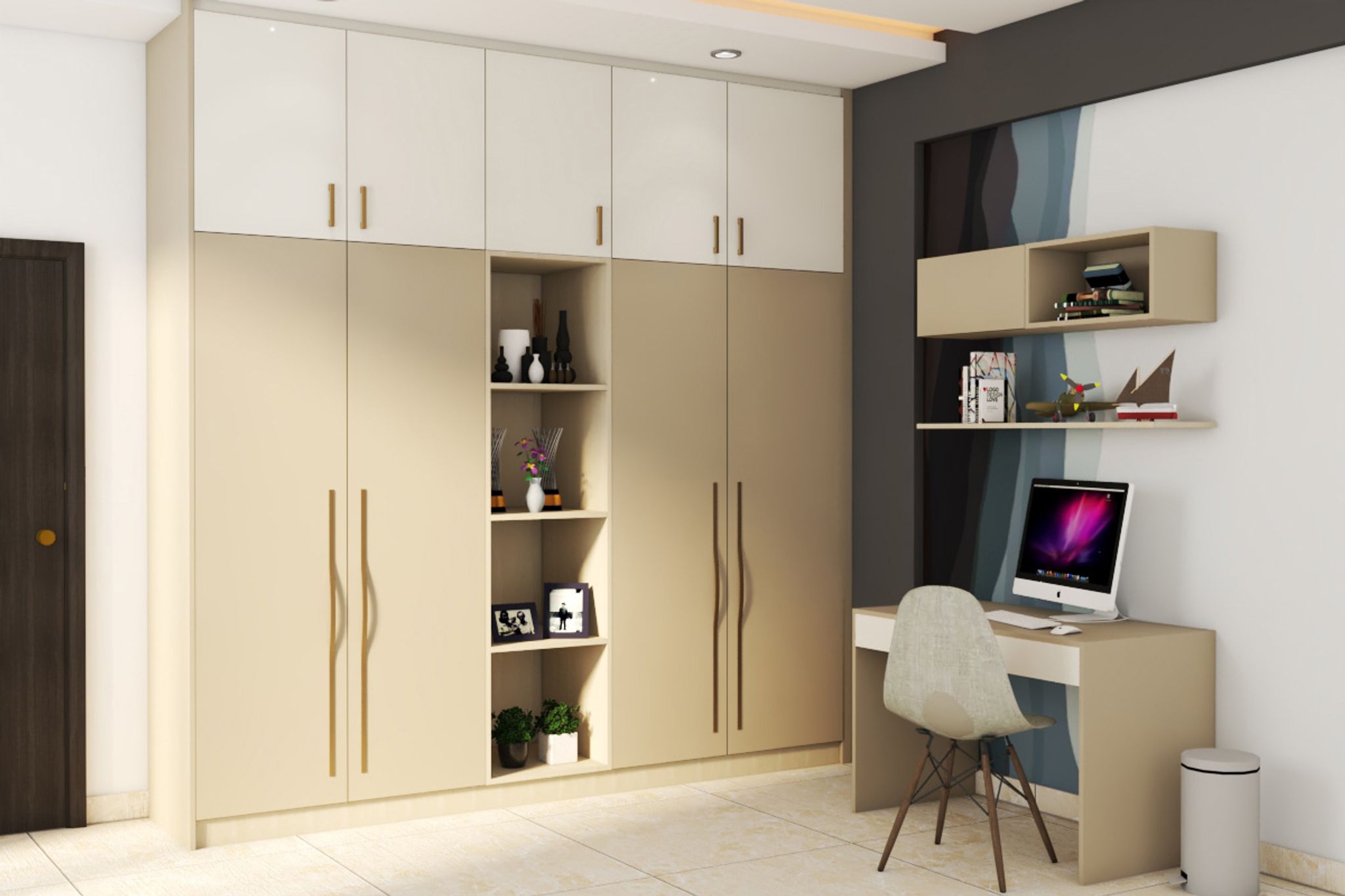 Compact Home Office Design With A Neutral Palette | Livspace
