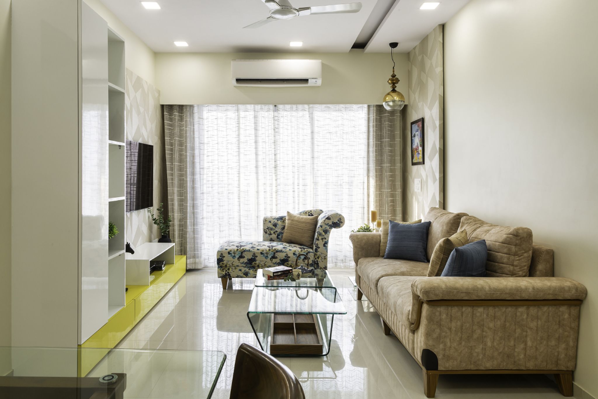 Drawing Room Design With Ample Storage | Livspace