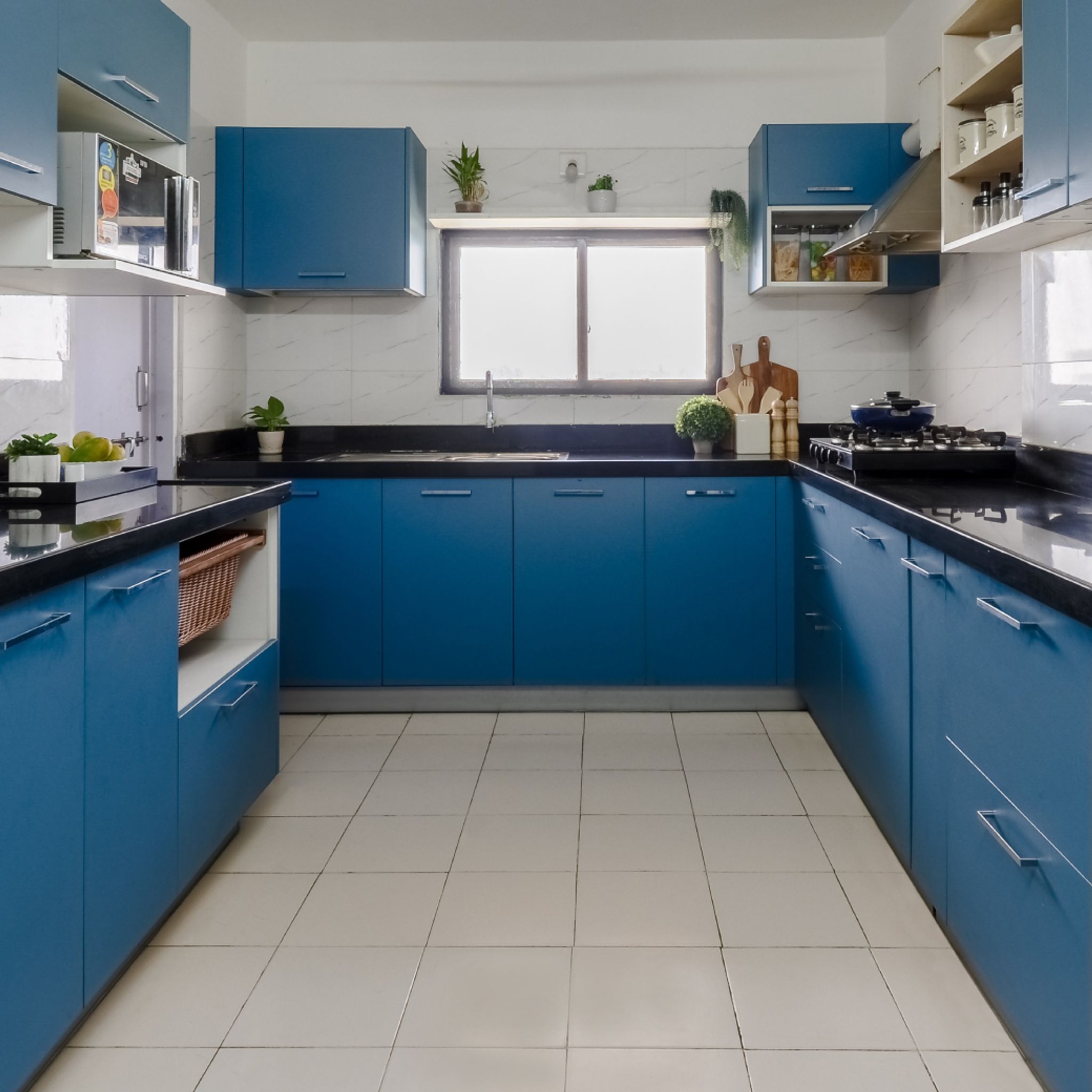 Square-Shaped Beige Floor Tiles Design With A Glossy Finish | Livspace