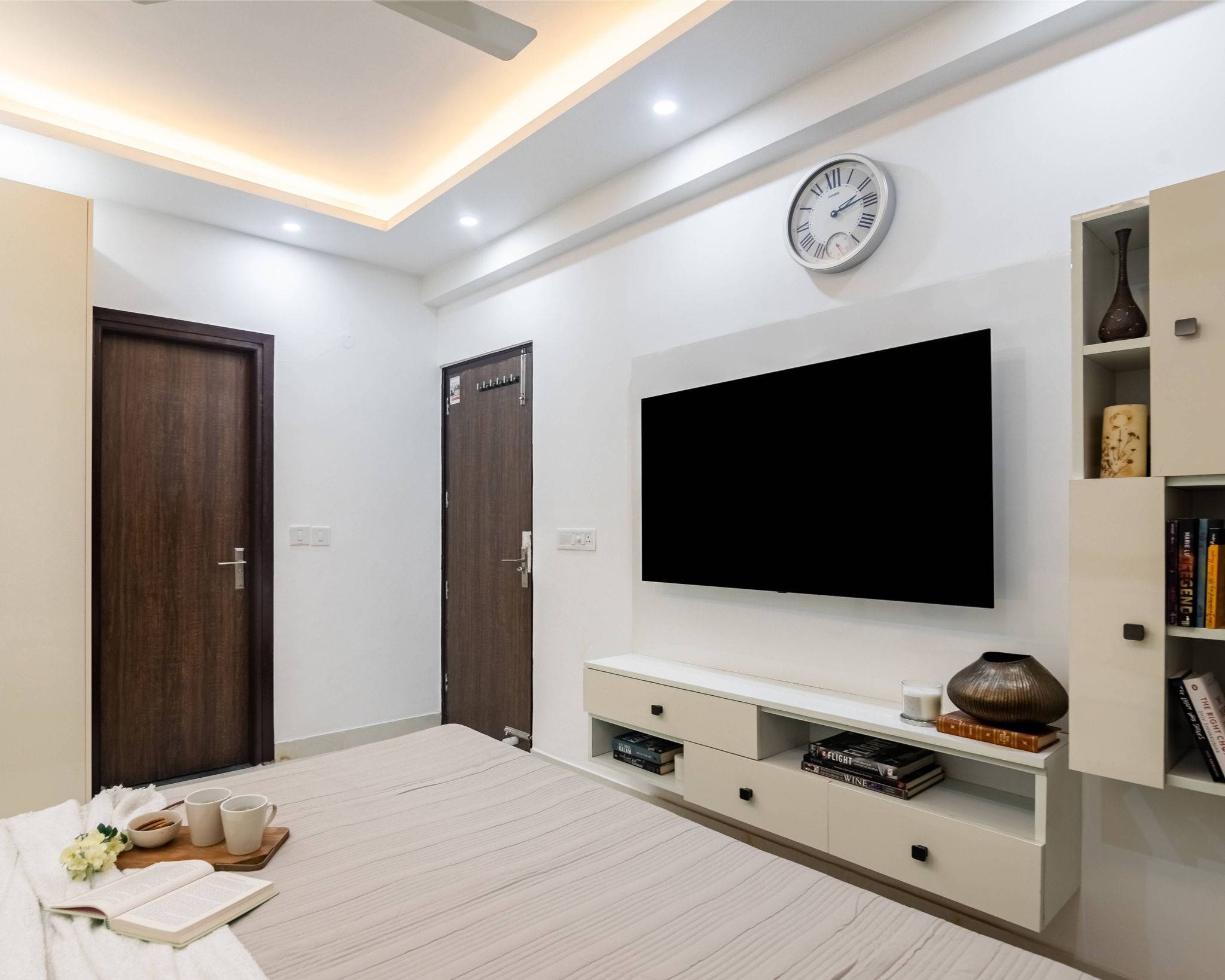 TV Unit With Open And Closed Storage | Livspace