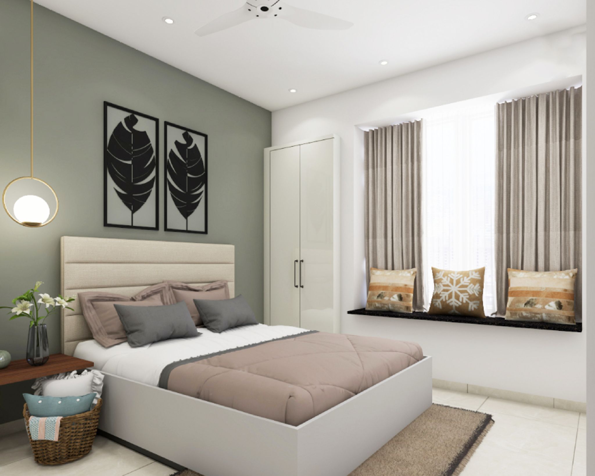 Pastel Wall Paint Design For Neutral-Toned Bedrooms | Livspace