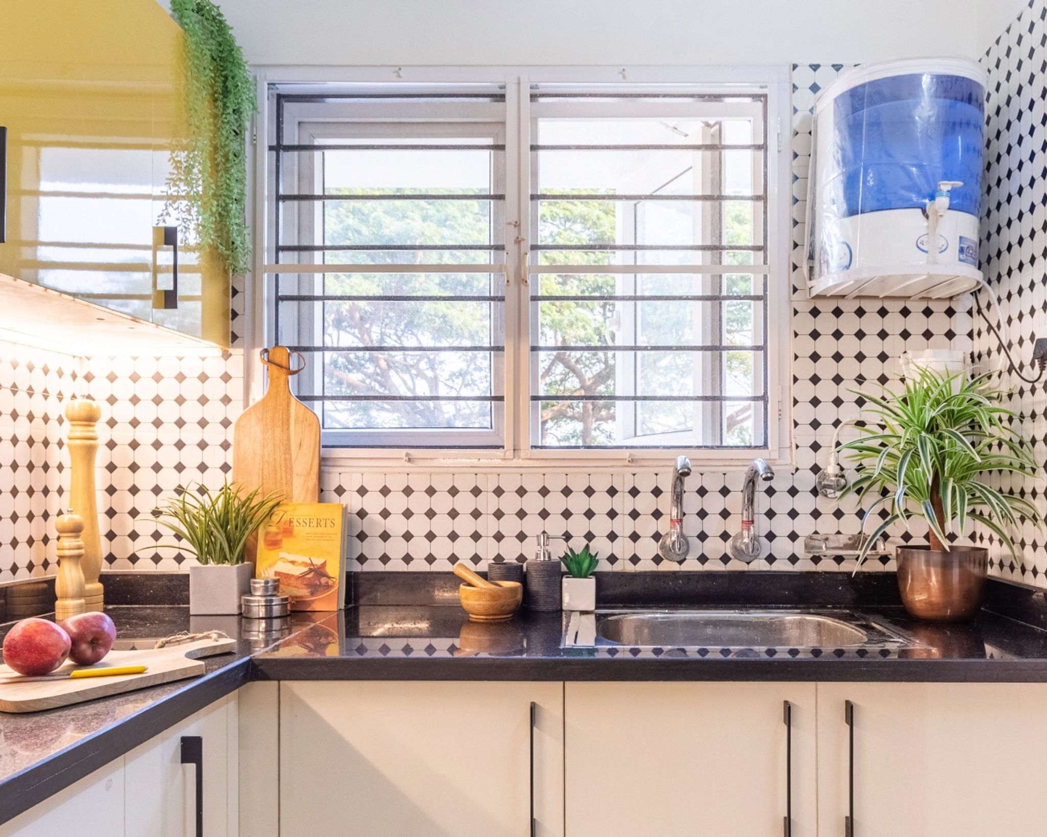 White Window Design With Grills For Kitchens | Livspace