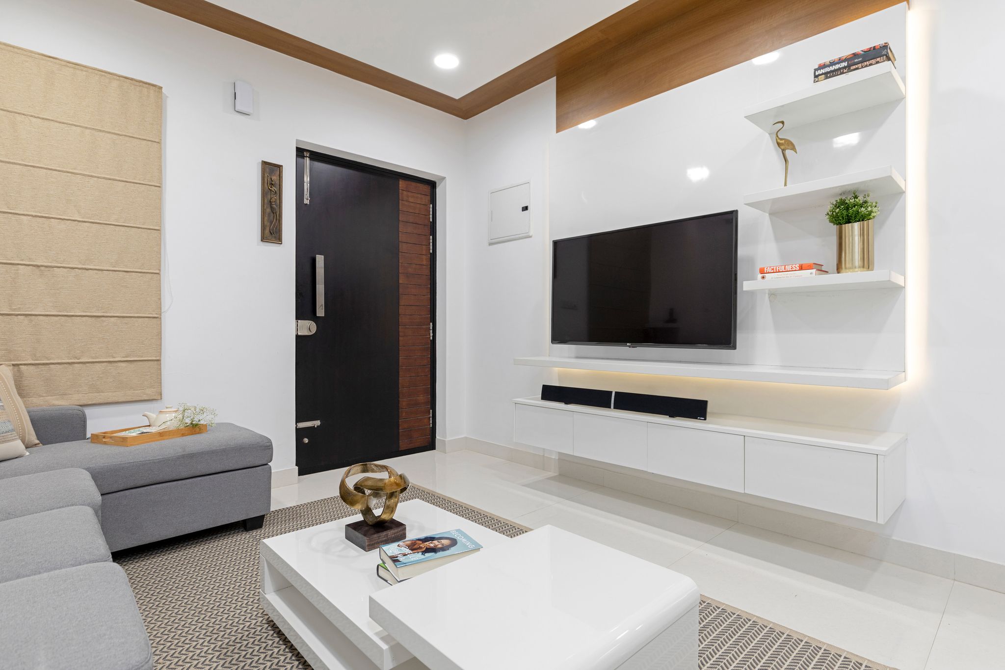 Contemporary 2-BHK Flat Design in Hyderabad with Master Bedroom and ...