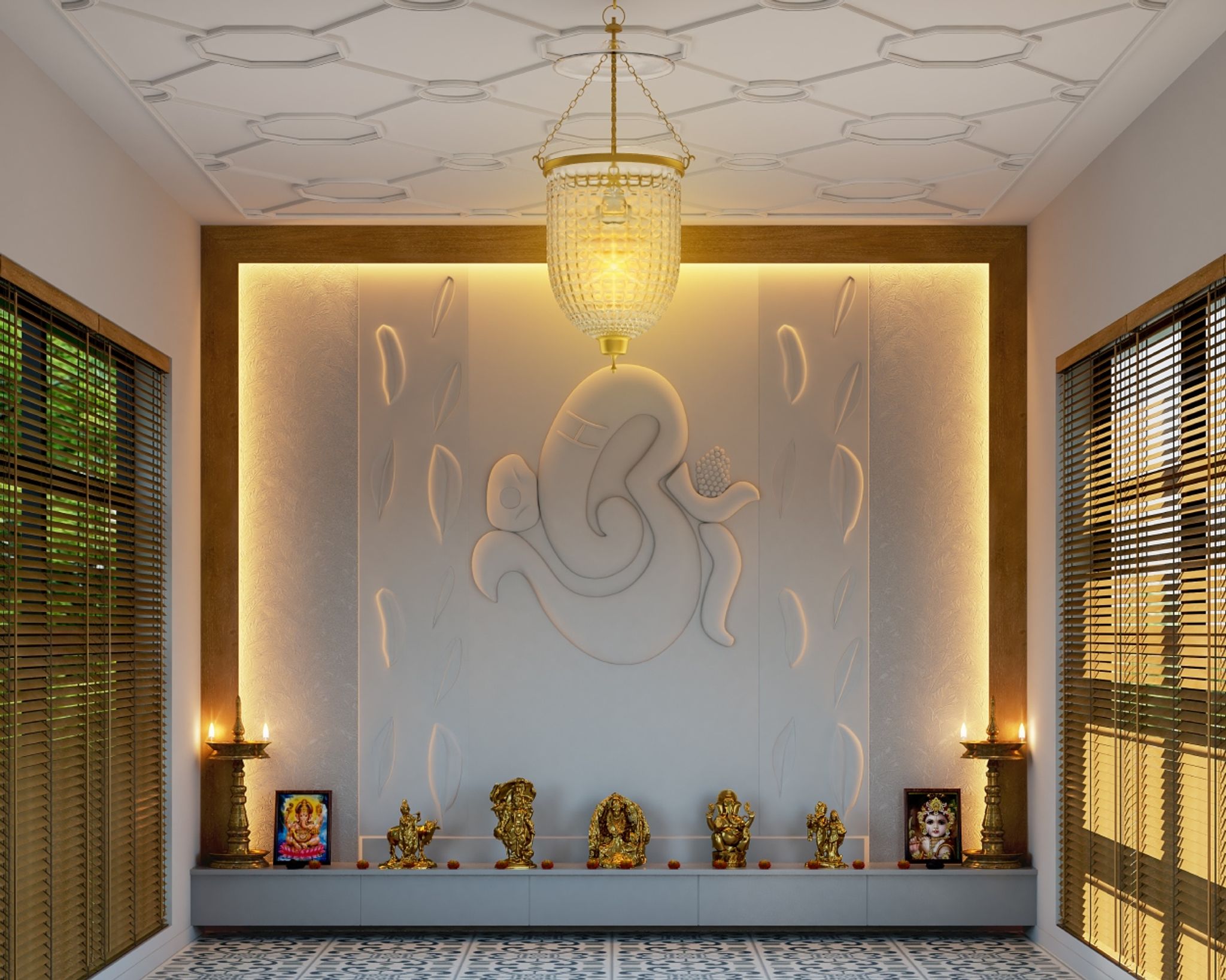 Geometric False Ceiling POP Design With Octagon Shapes | Livspace