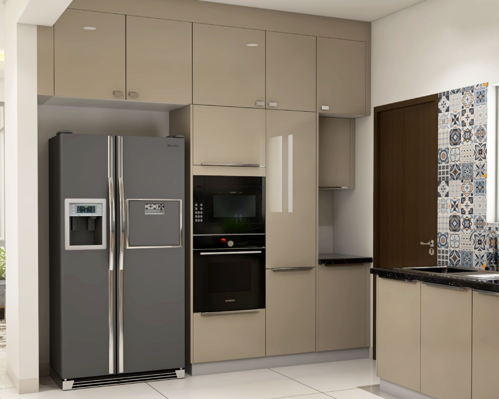 Spacious Irish Cream Indian Kitchen Design With Modular Units | Livspace