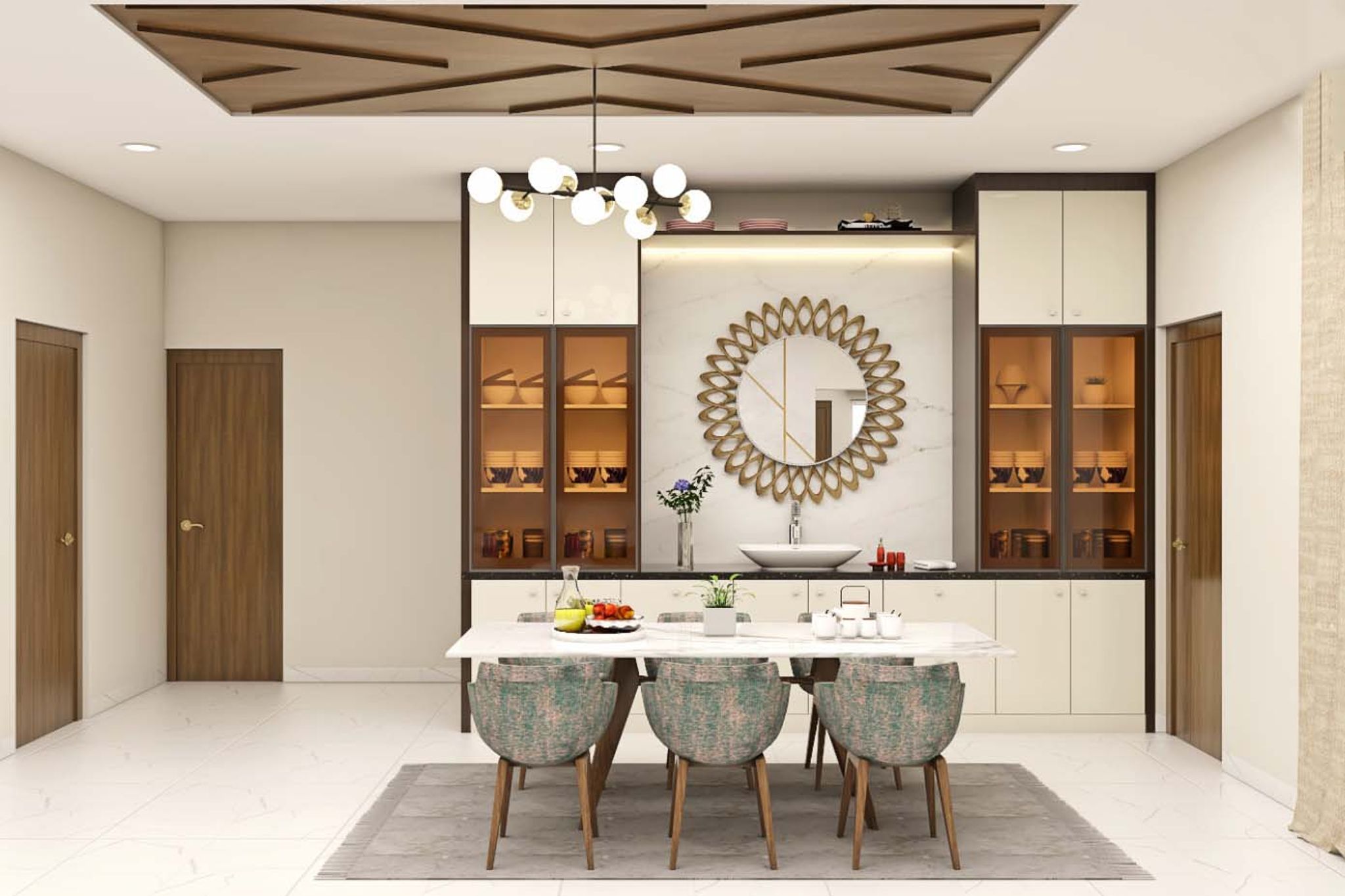 Compact Wooden Panelled Ceiling Design | Livspace