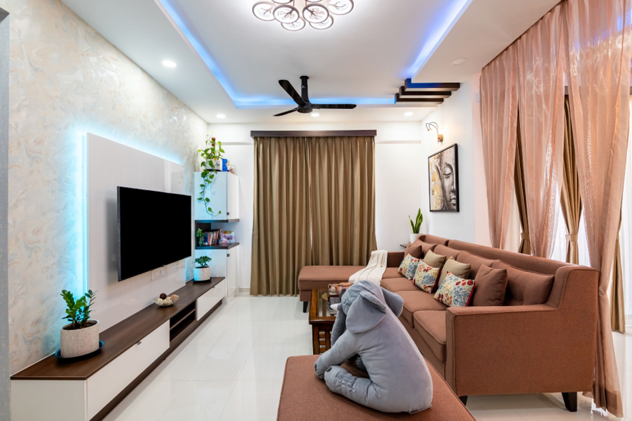 Rectangular Peripheral False Ceiling Design | Livspace