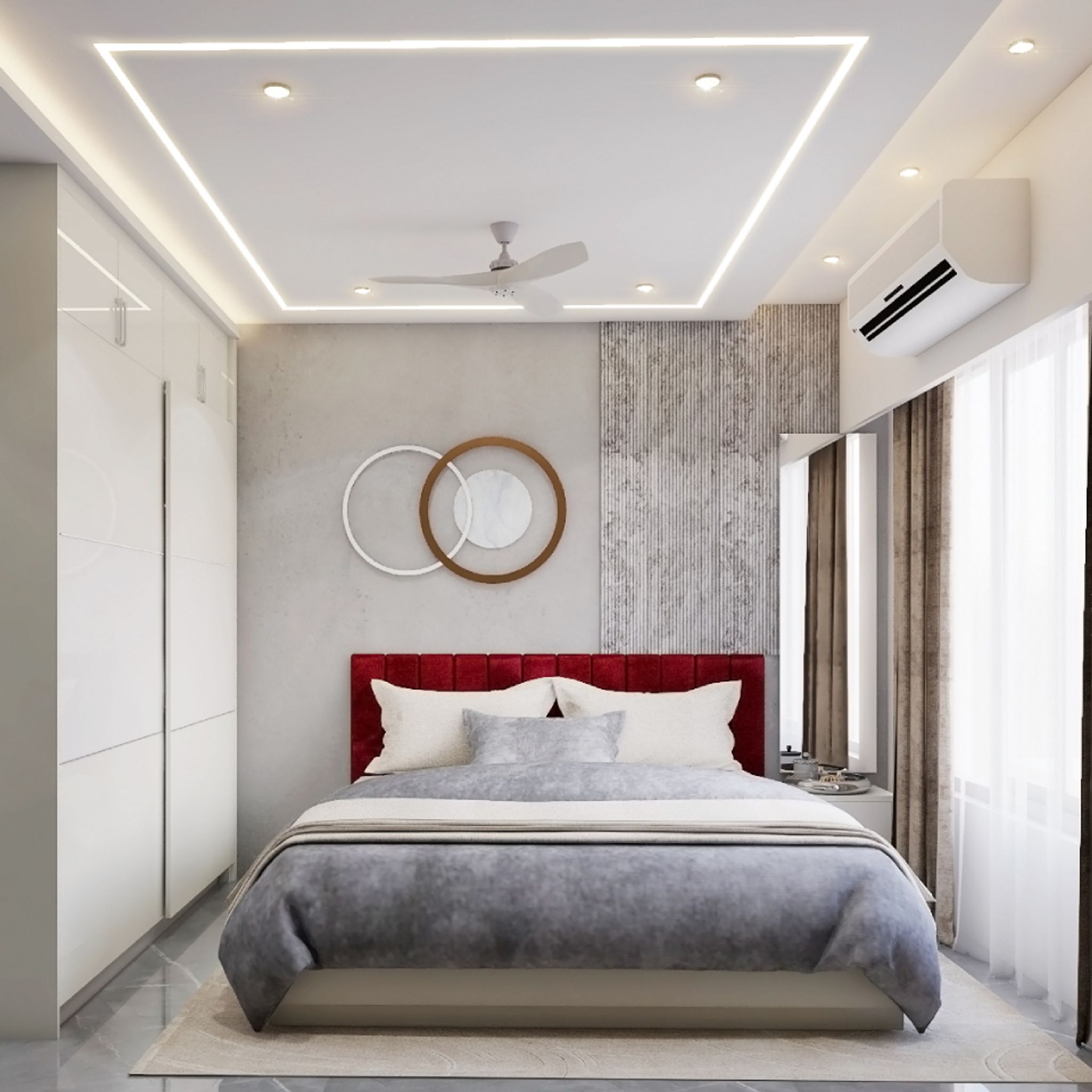 Spaicous Gypsum False Ceiling For Bedroom | Livspace