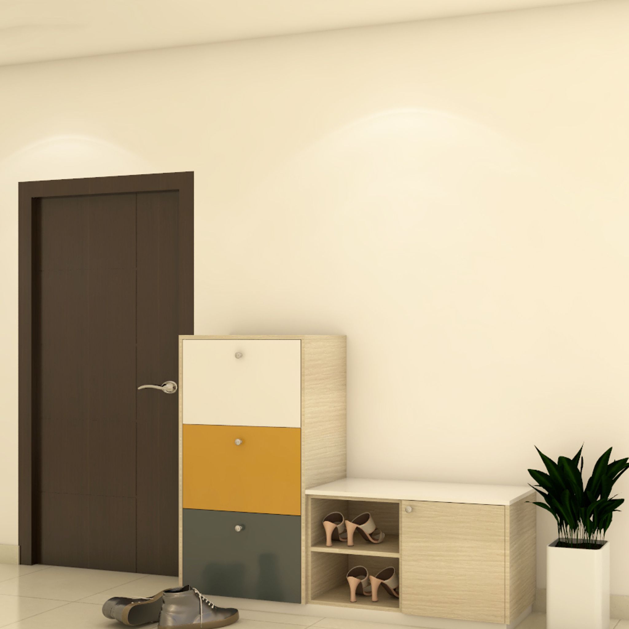 Foyer Design With Storage And Seating | Livspace