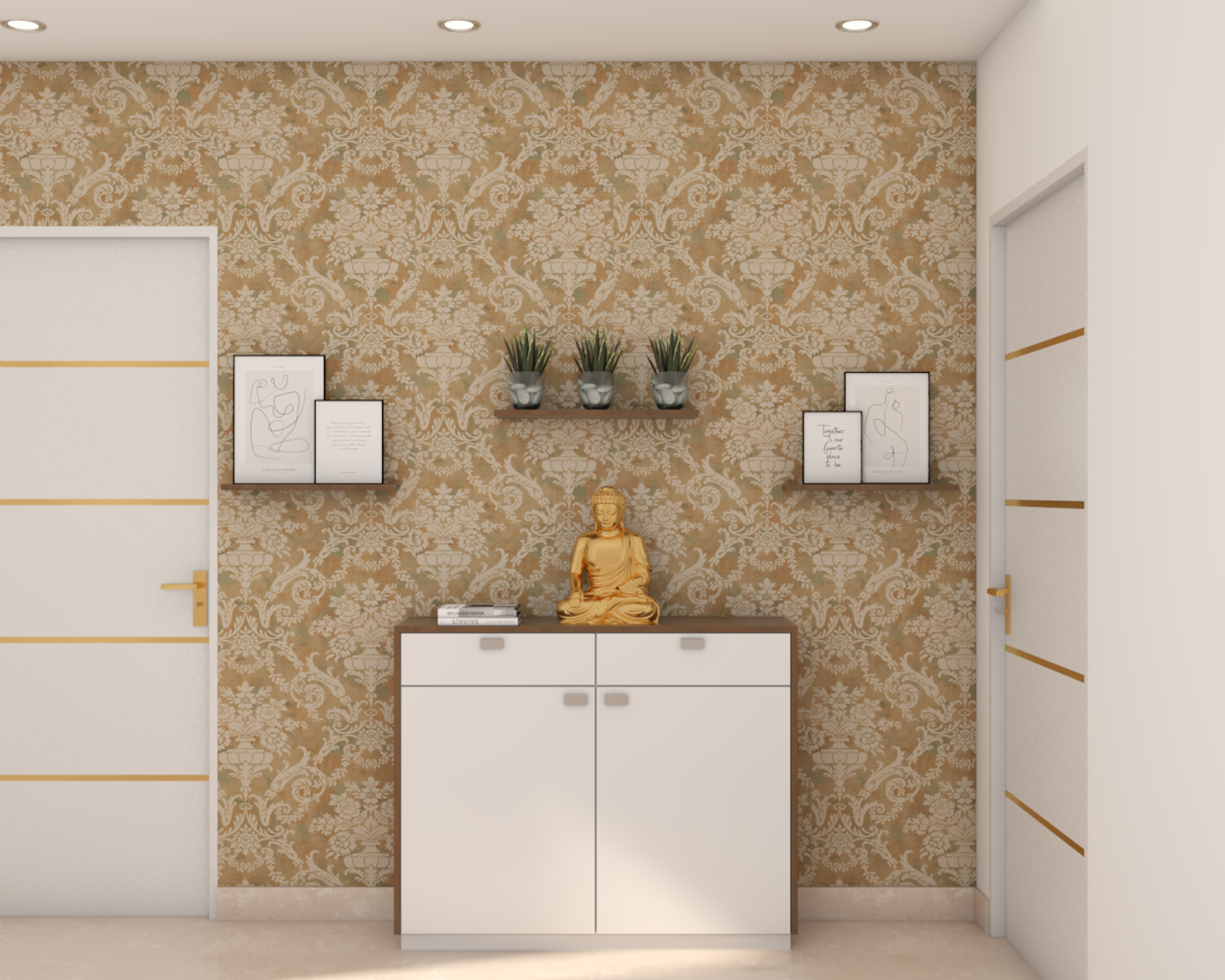 Foyer Area Design With Open Storage | Livspace