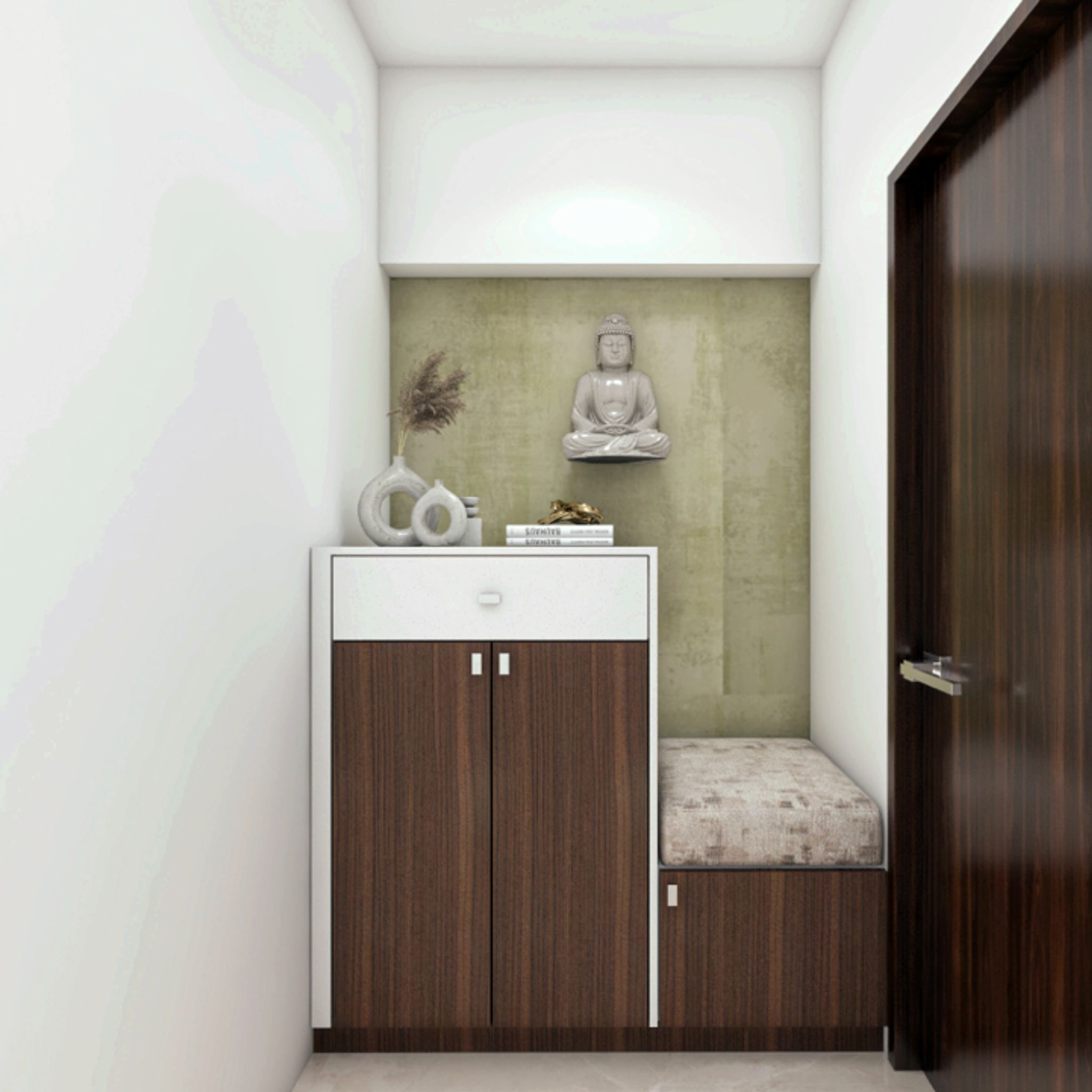 Compact Foyer Design With A Two-Level Storage Unit | Livspace