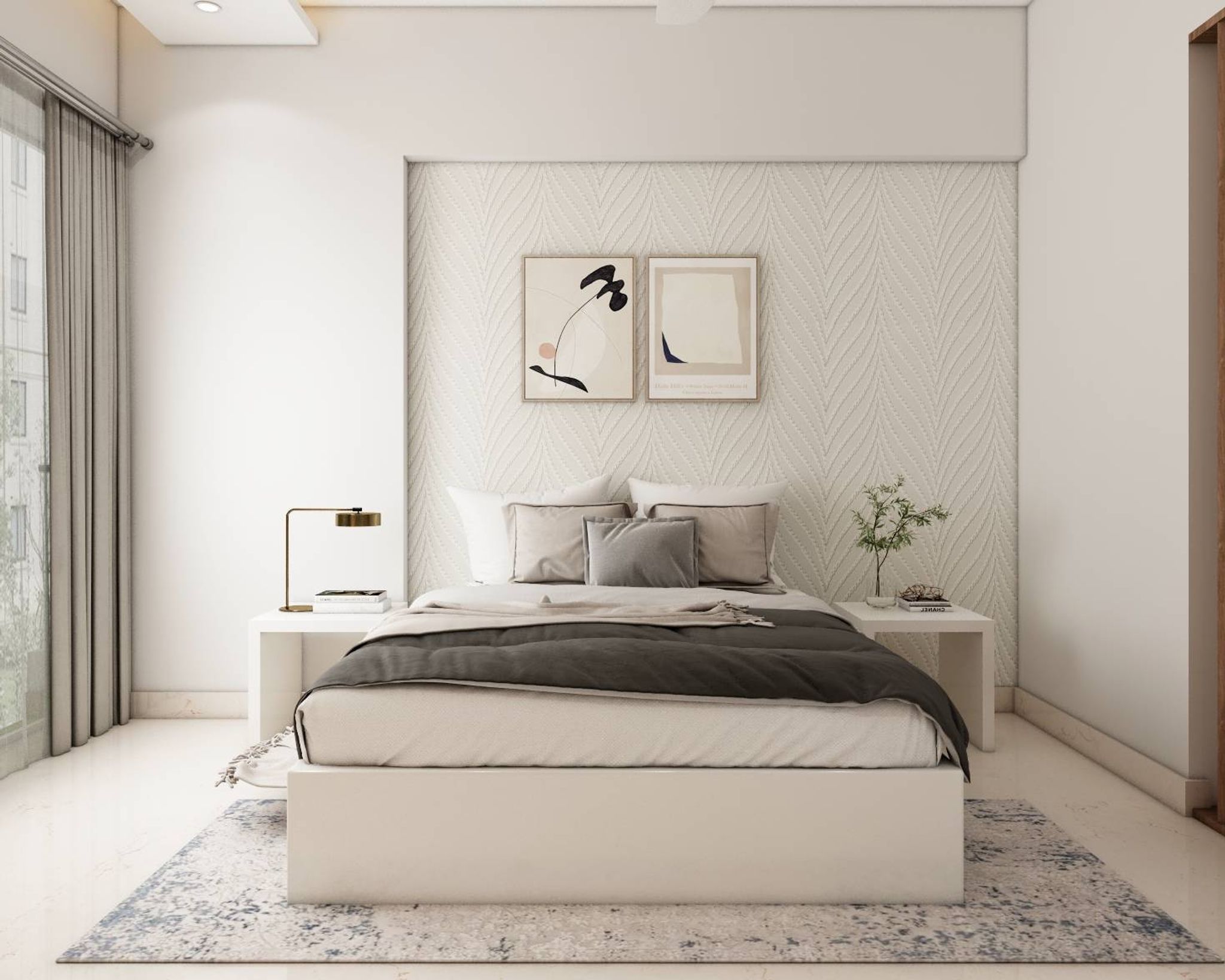 Spacious Guest Bedroom With Spot Lights And Strip Lighting | Livspace