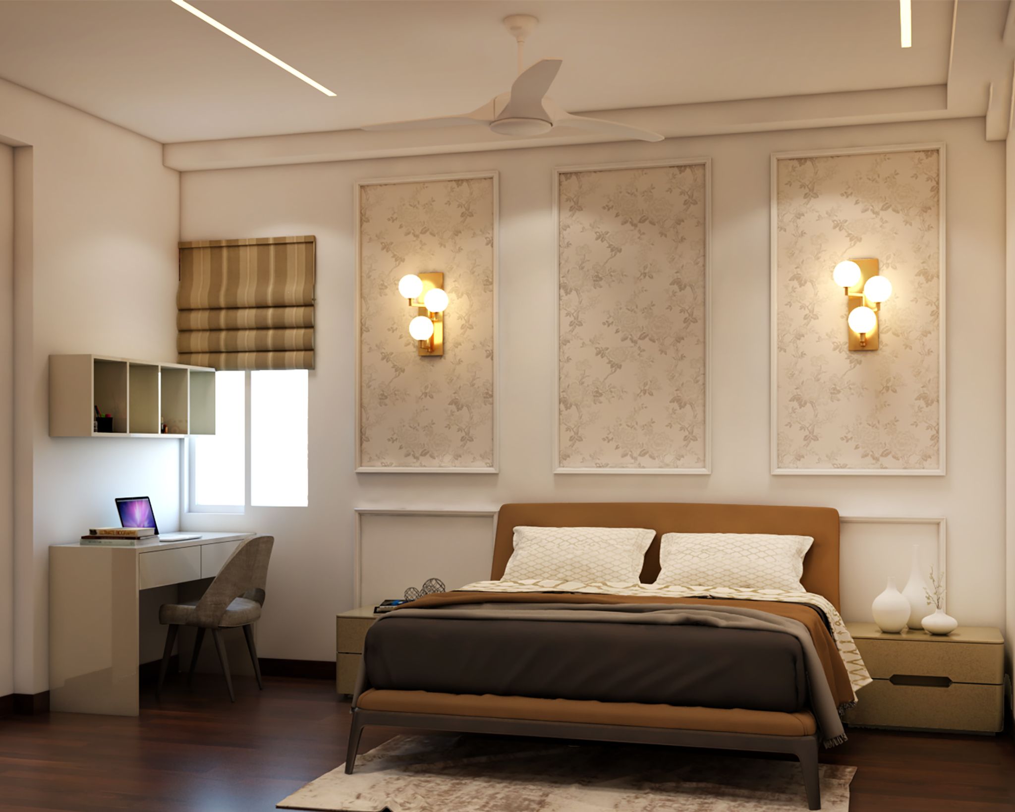 Compact Bedroom Design With A Study Unit | Livspace
