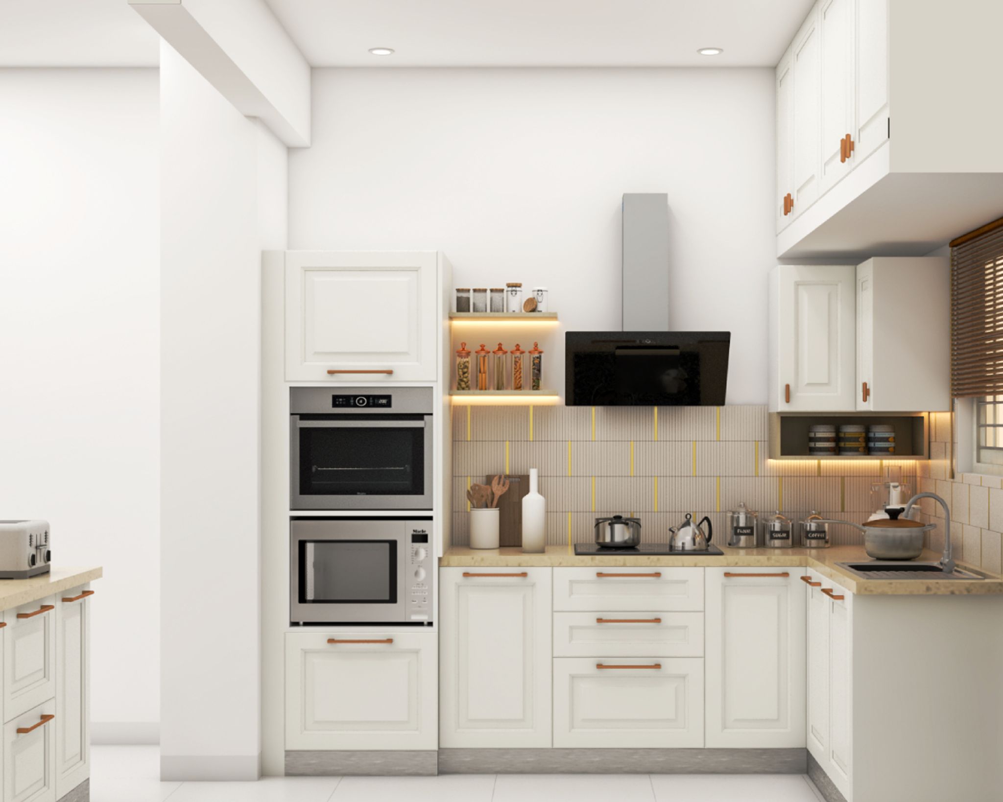 Compact Kitchen Design With Profiled Lights | Livspace