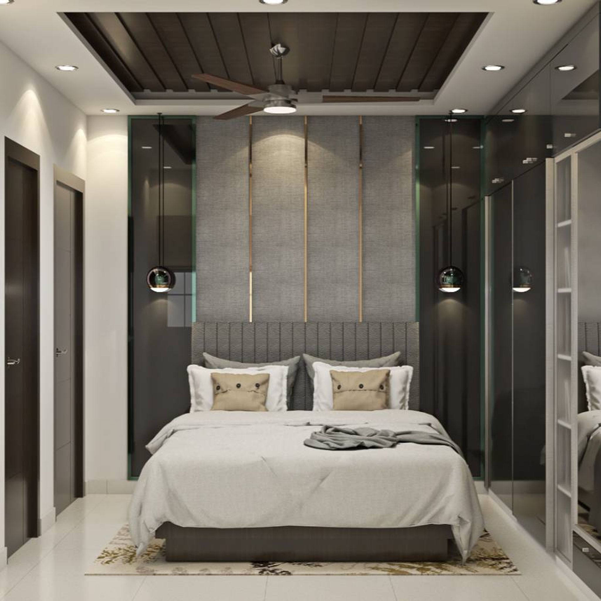 Guest Bedroom With Overhead Lighting | Livspace