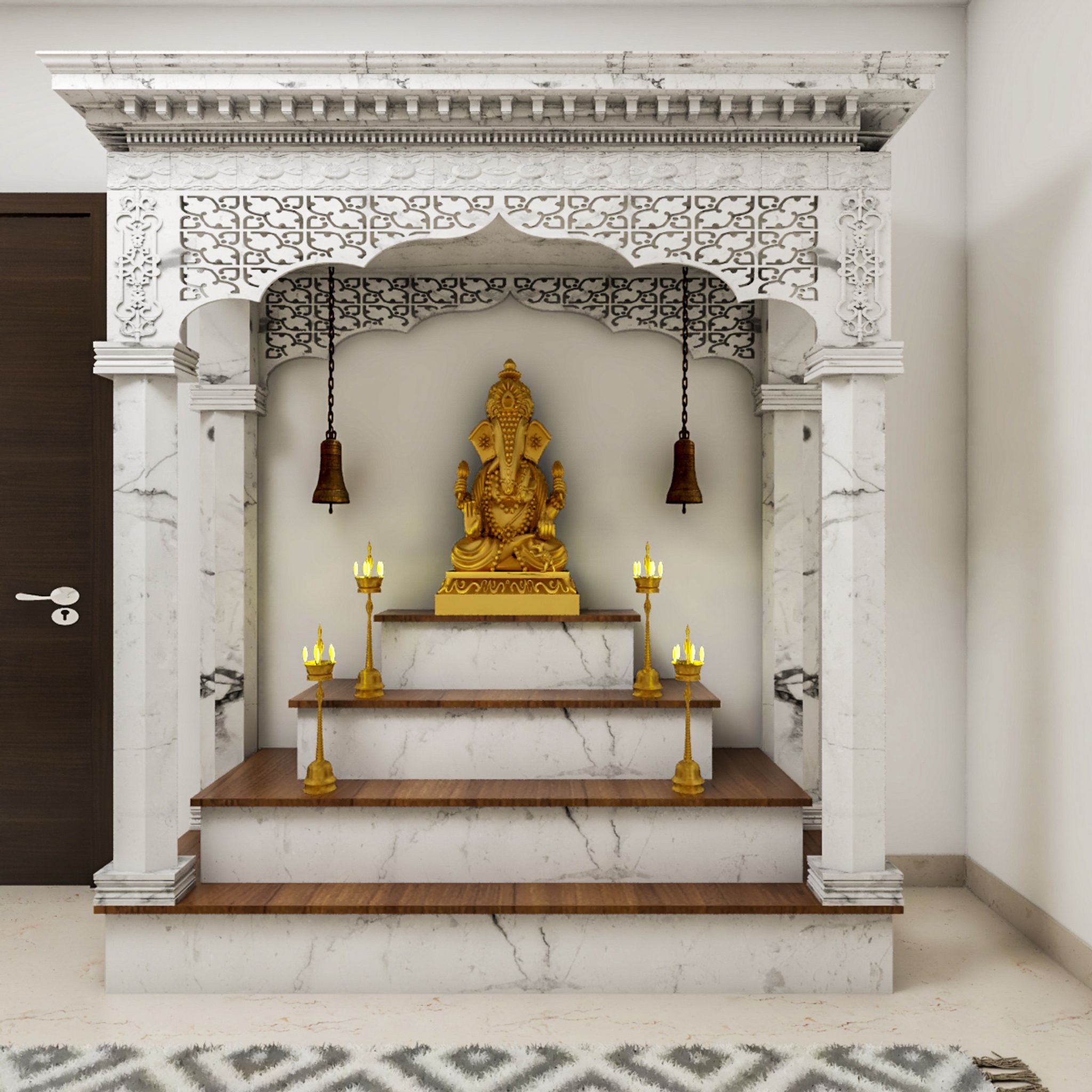 Compact Mandir Design With Indian Traditional Interiors | Livspace