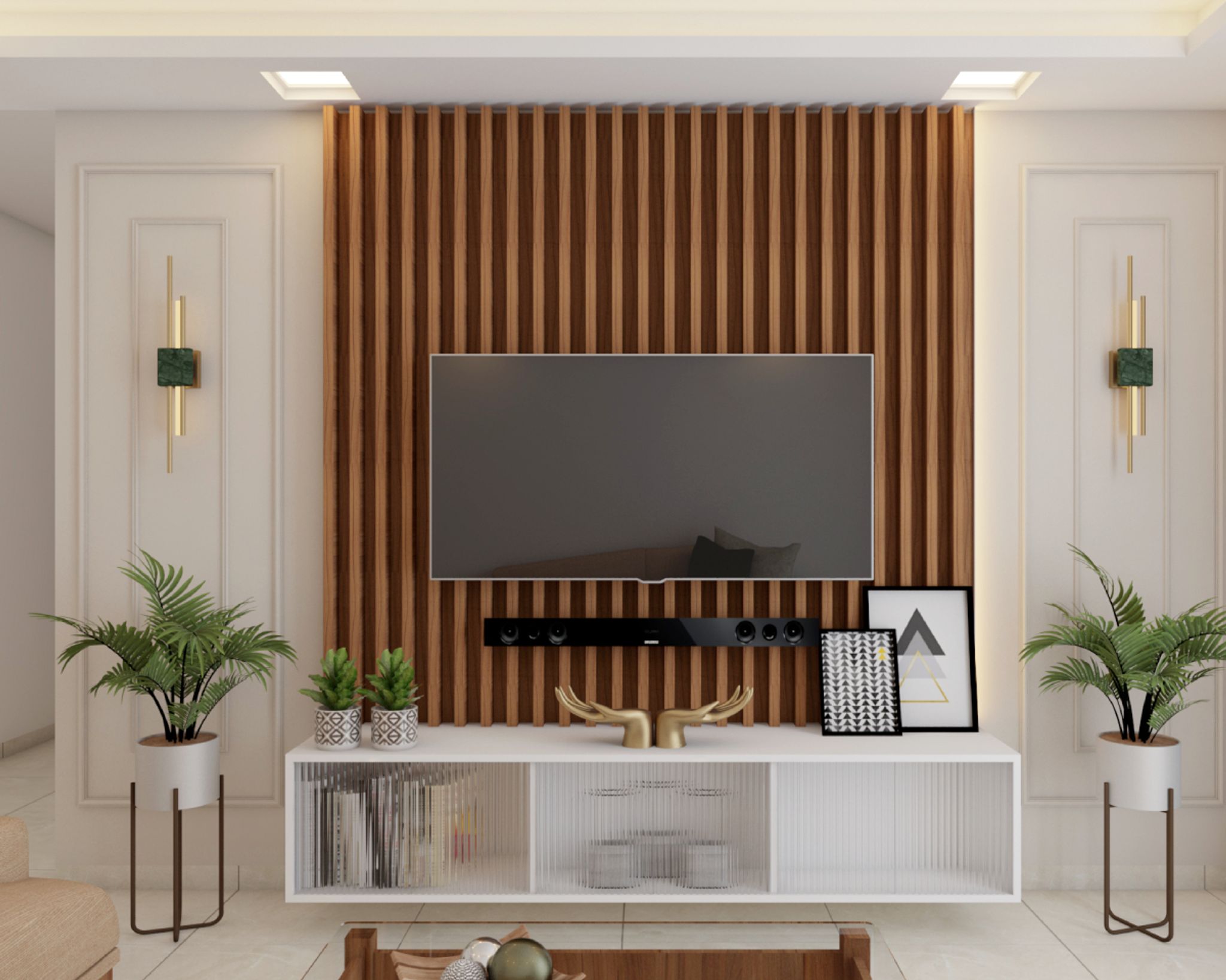 Compact Wall-Mounted TV Cabinet Design | Livspace