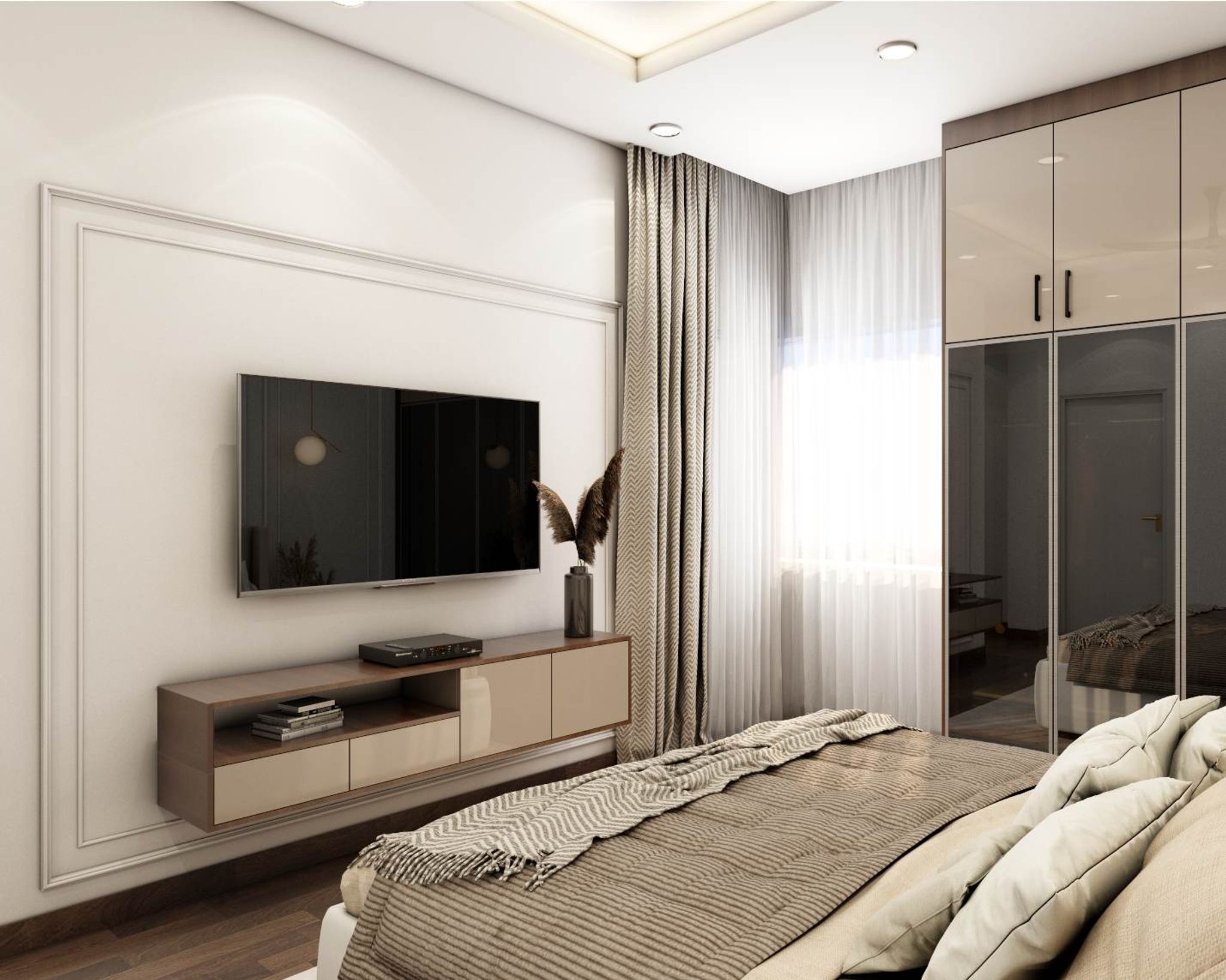 Minimal TV Unit Design With A Wooden Finish | Livspace