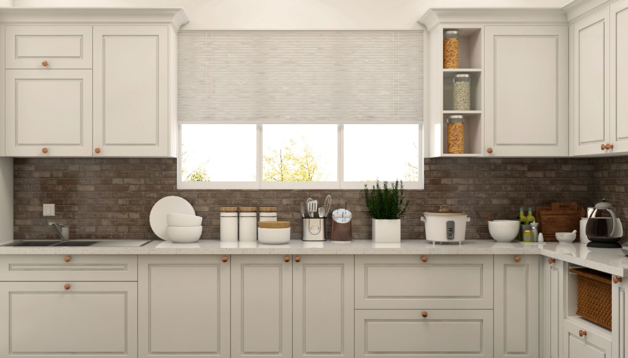 Brick Rectangular Patterned Kitchen Tile Design | Livspace