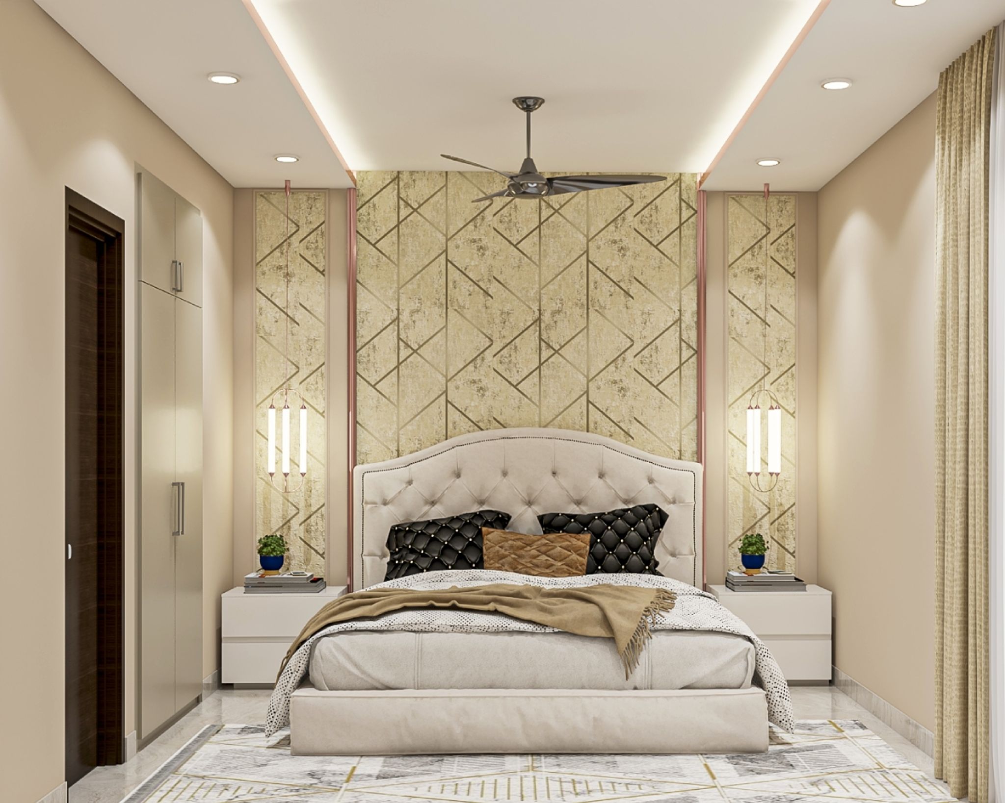 Contemporary Rectangular Parallel False Ceiling Design | Livspace