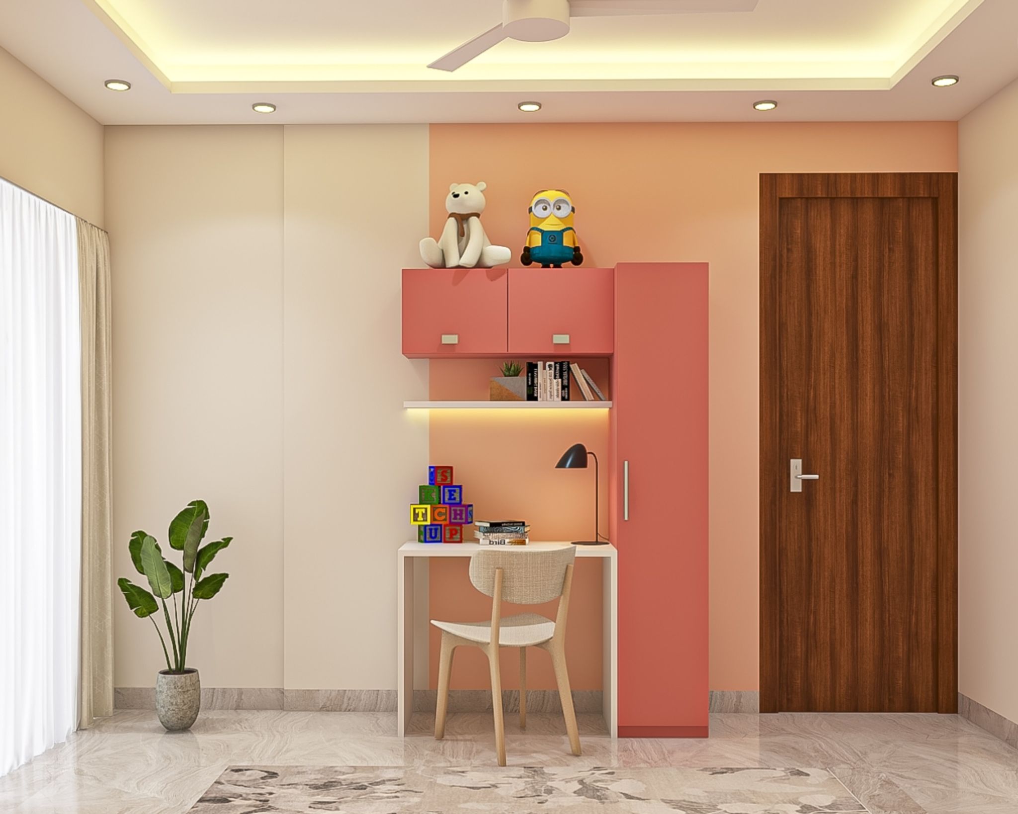 Kids Bedroom Design With LED Lighting On The Wall | Livspace